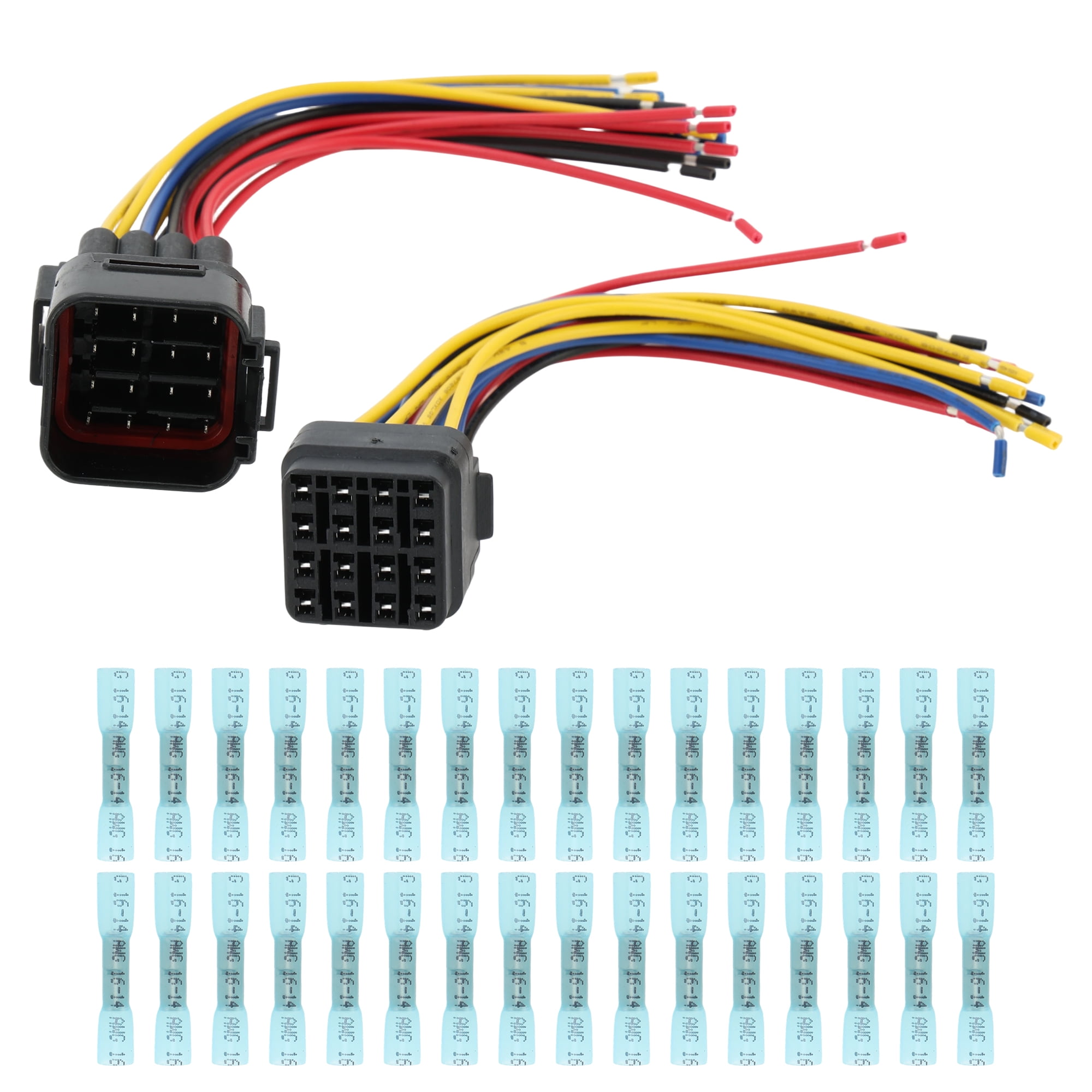Unique Bargains 1 Set 16 Pins 18AWG Wire Connector Adapter Pigtail 5.91 ...