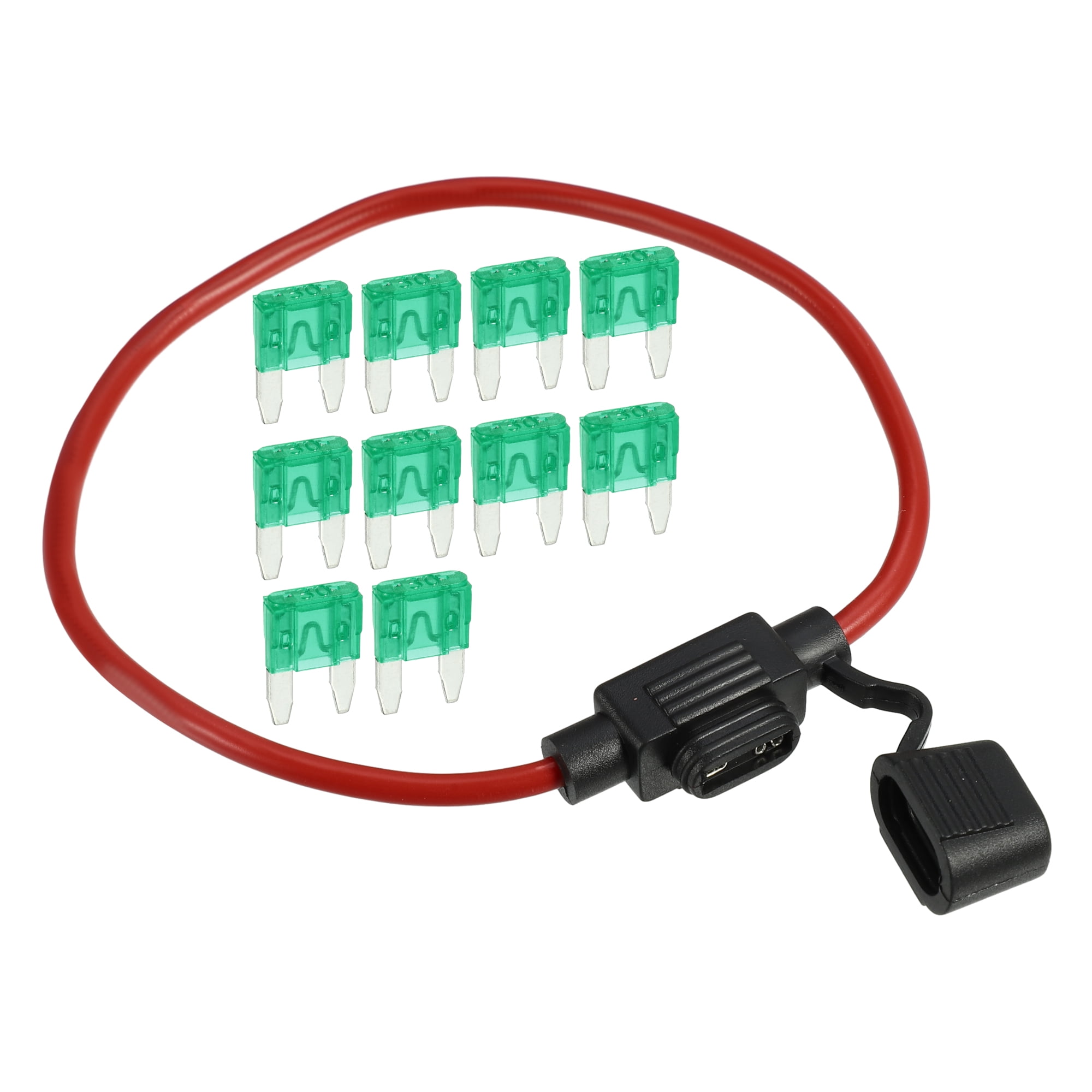 Unique Bargains 1 Set 30A Mini Blade Stye Fuse 12 AWG Fuse Holder 12 ...