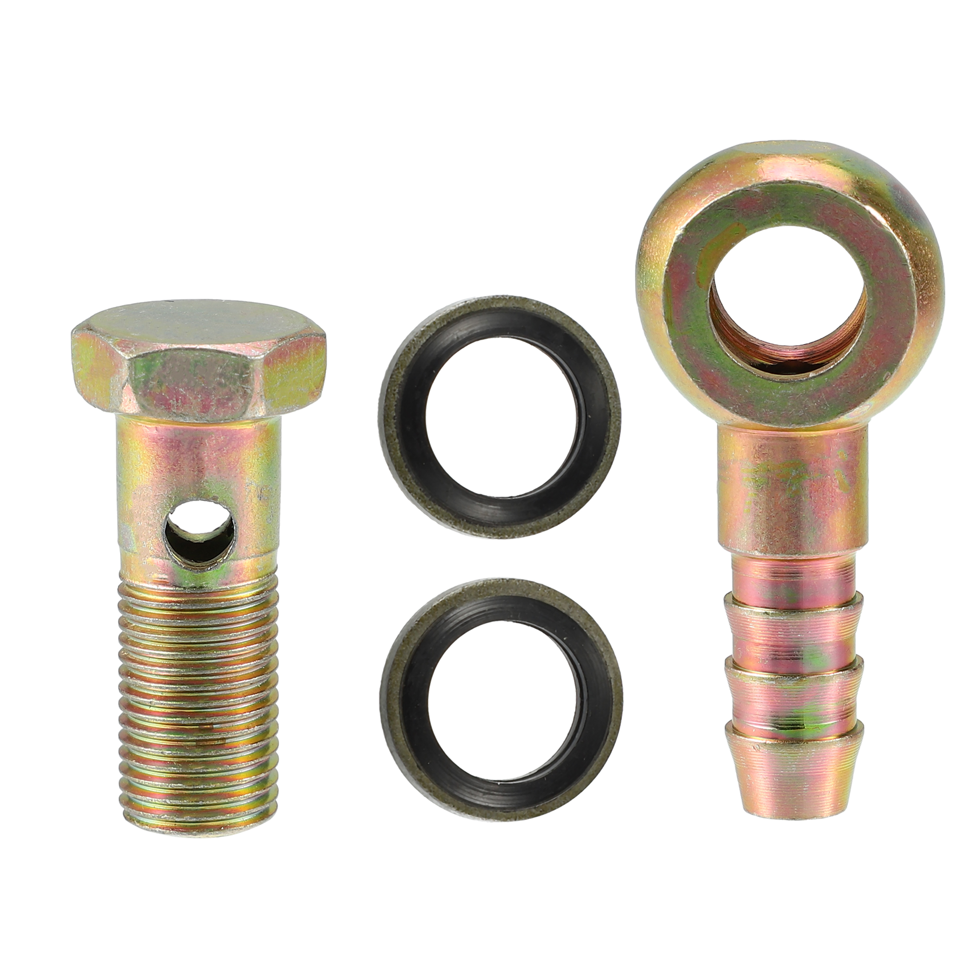 Unique Bargains 1 Set Banjo Bolt Kit M10x1 Banjo Bolt Hose Barb Fitting with Copper Washers for ...