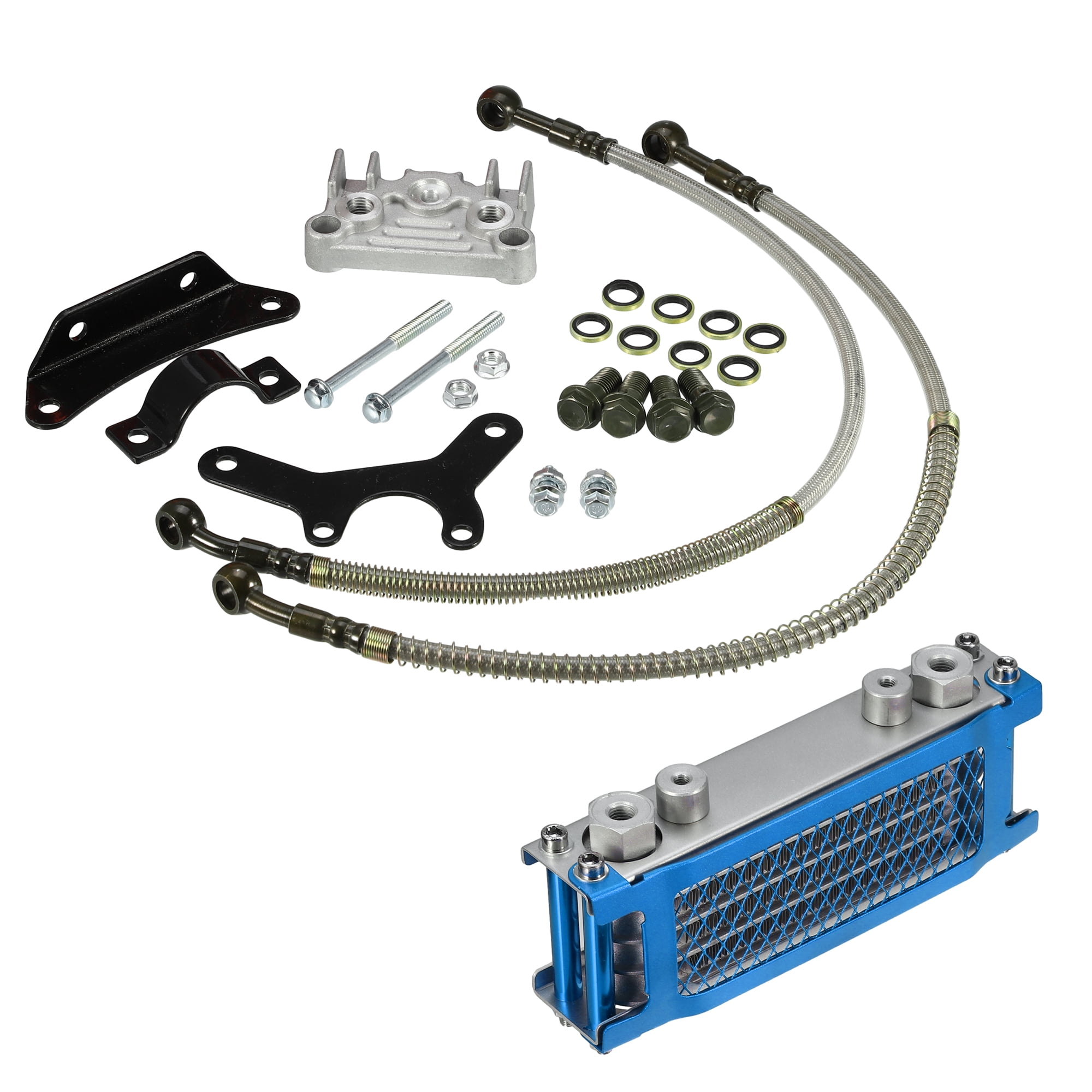 Unique Bargains 1 Set Blue Engine Oil Cooling Radiator Kit Universal ...