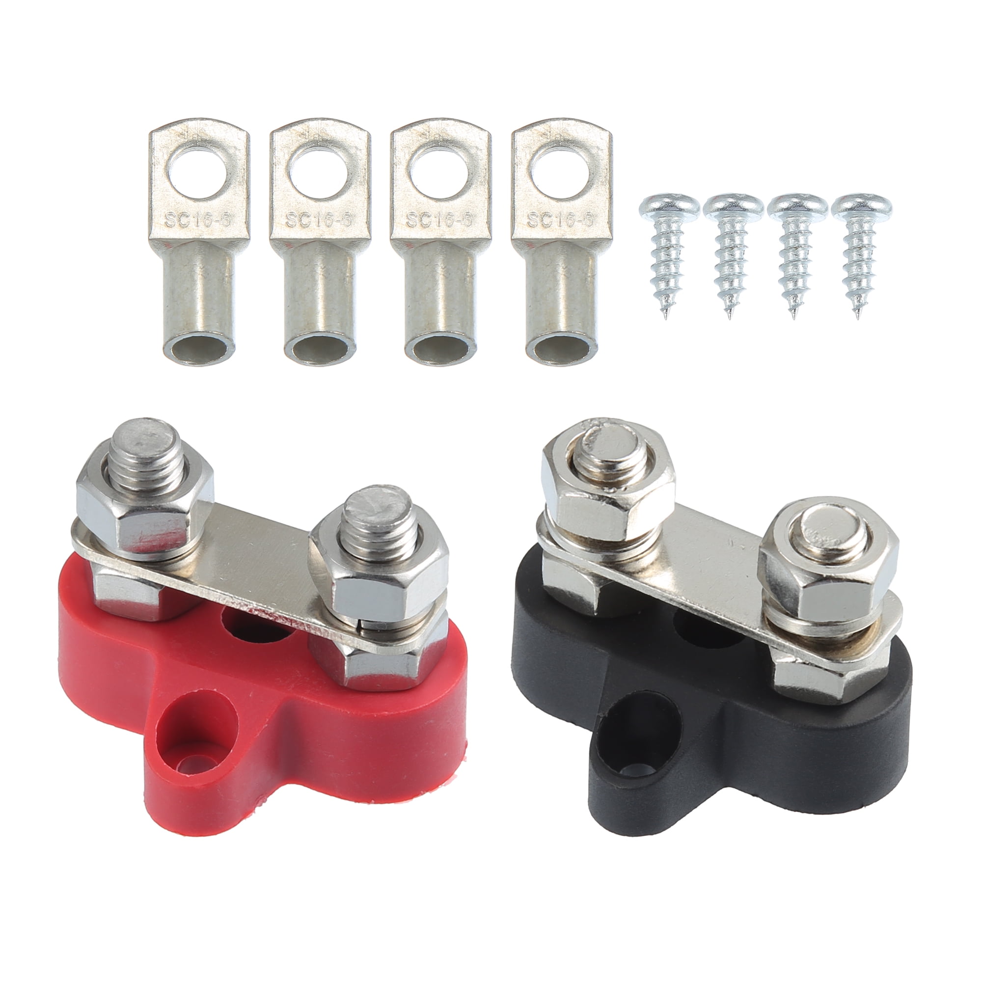 Unique Bargains 1 Set Bus Bar M8x1.25 Terminal Block Power Dual Stud Battery Junction Post for ...