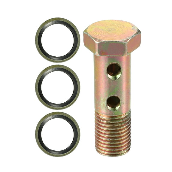 Unique Bargains 1 Set Car Double Banjo Bolt M14x1.5 51mm Metric Thread Turbo Brake Line Fitting ...