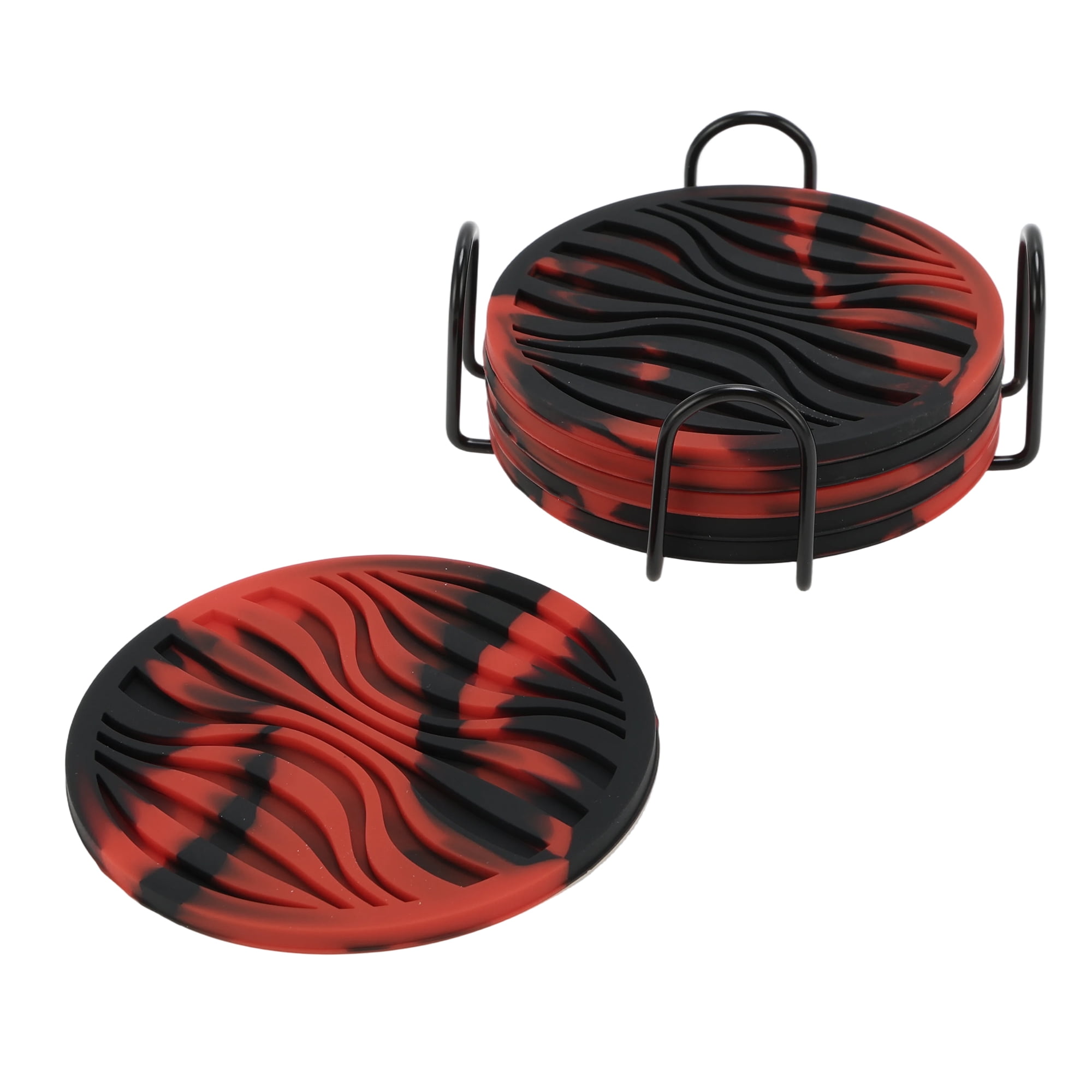 Unique Bargains 1 Set Water-repellent Wave Drink Coaster Black Red Camo ...