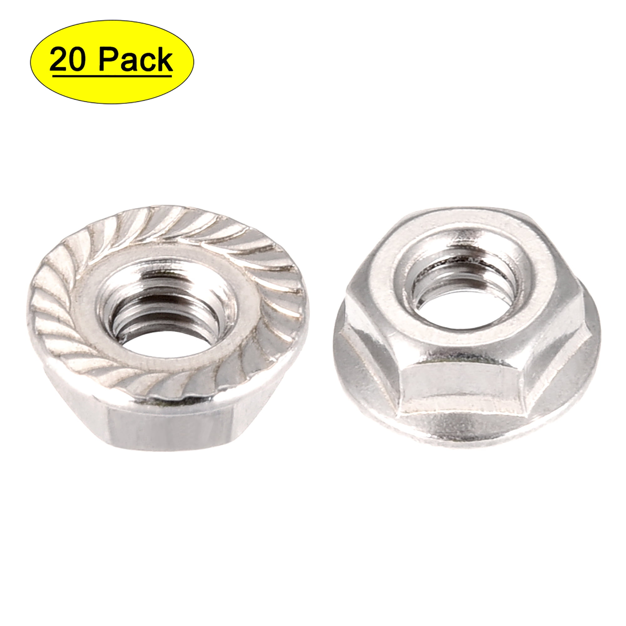 Unique Bargains #10-24 Serrated Flange Hex Lock Nuts 304 Stainless Steel 20Pcs - Walmart.com