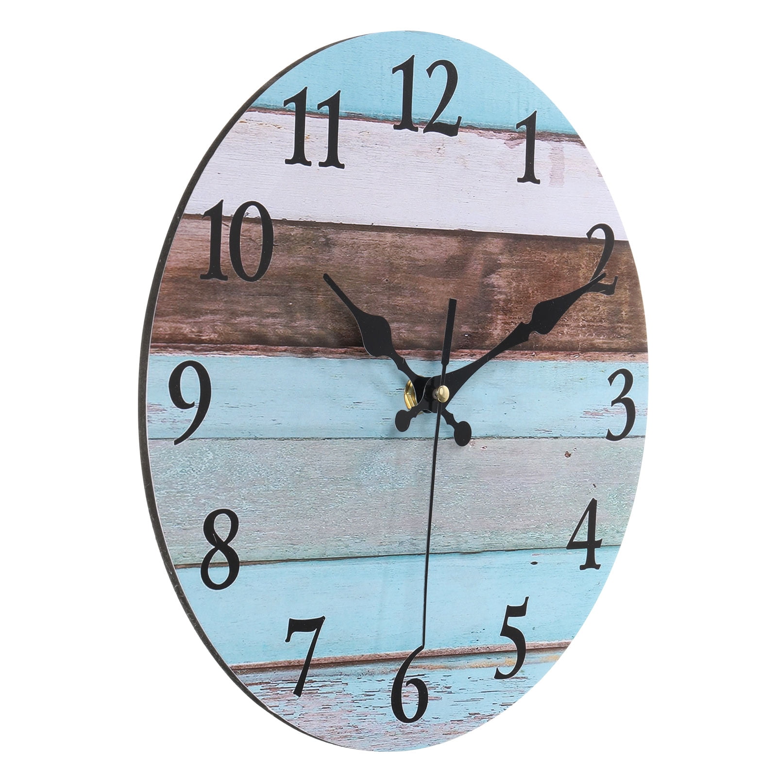 Unique Bargains 10 Inch Wooden Wall Clock, Quartz Battery Operated ...