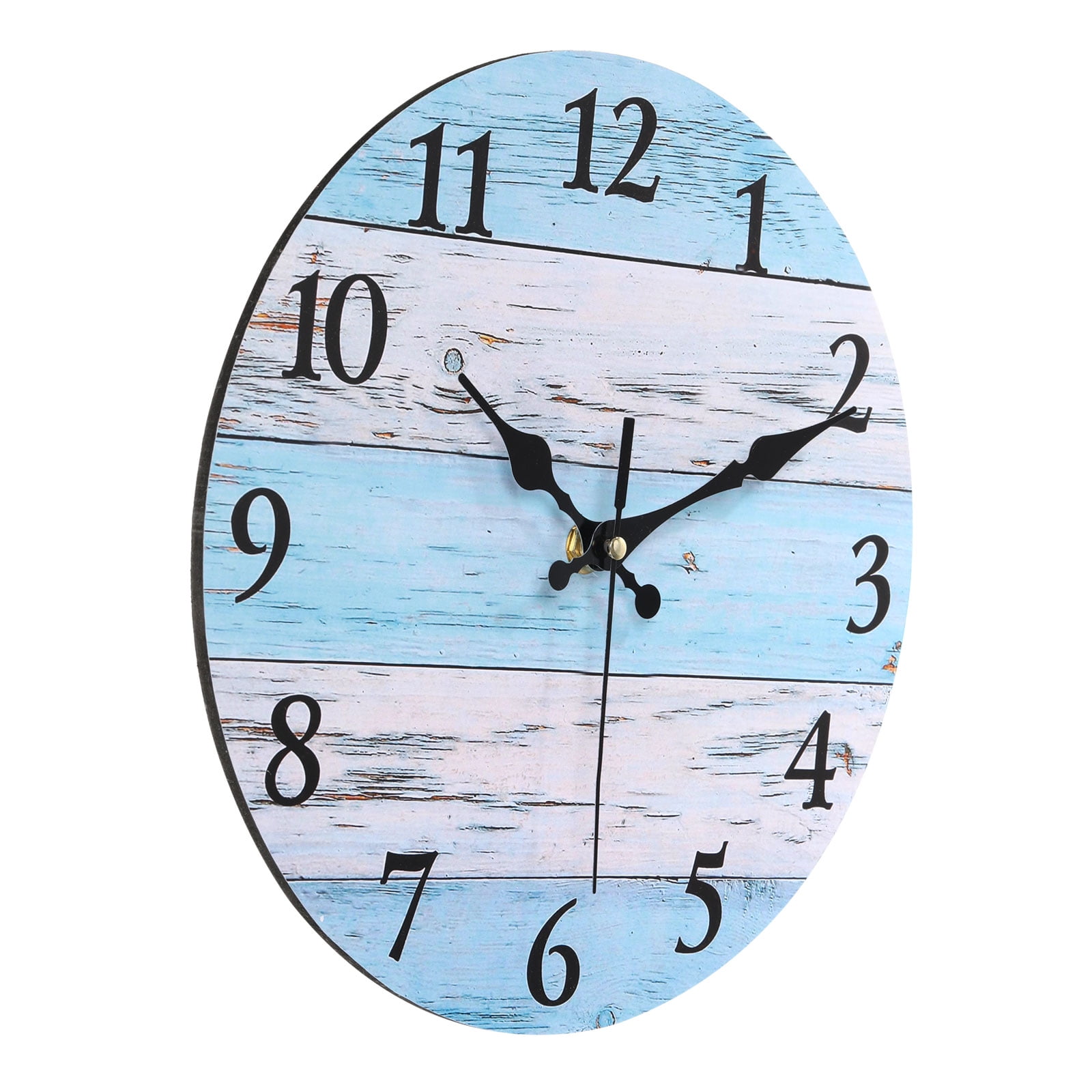 Unique Bargains 10 Inch Wooden Wall Clock, Quartz Battery Operated ...
