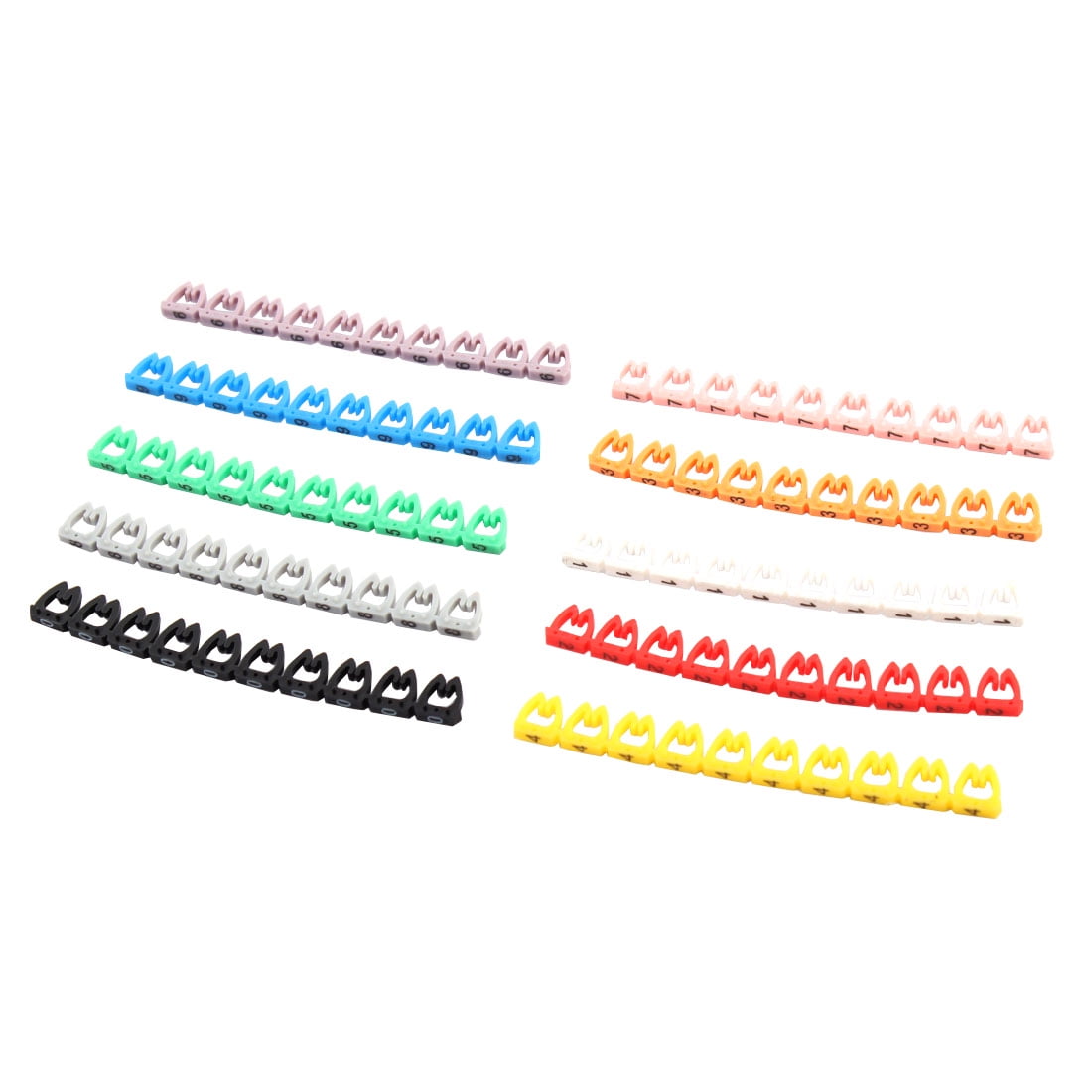10 PCS 0-9 Coded Clip-on Plastic Colorful Cable Identification Wire ...