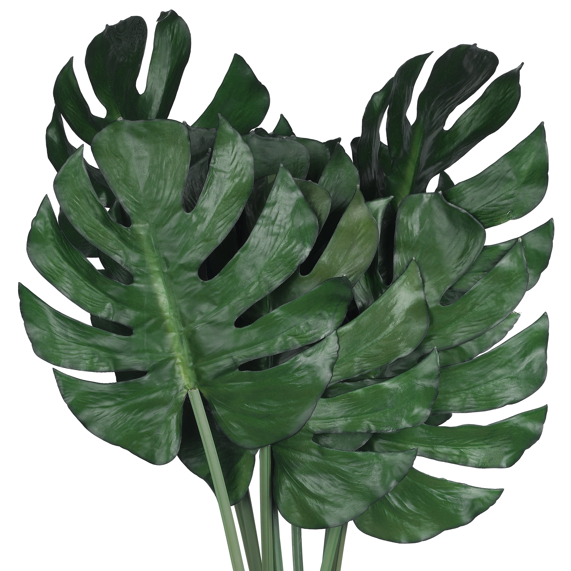 Unique Bargains 10 Pack Artificial Palm Leaves Fake Stems Leafs Green ...