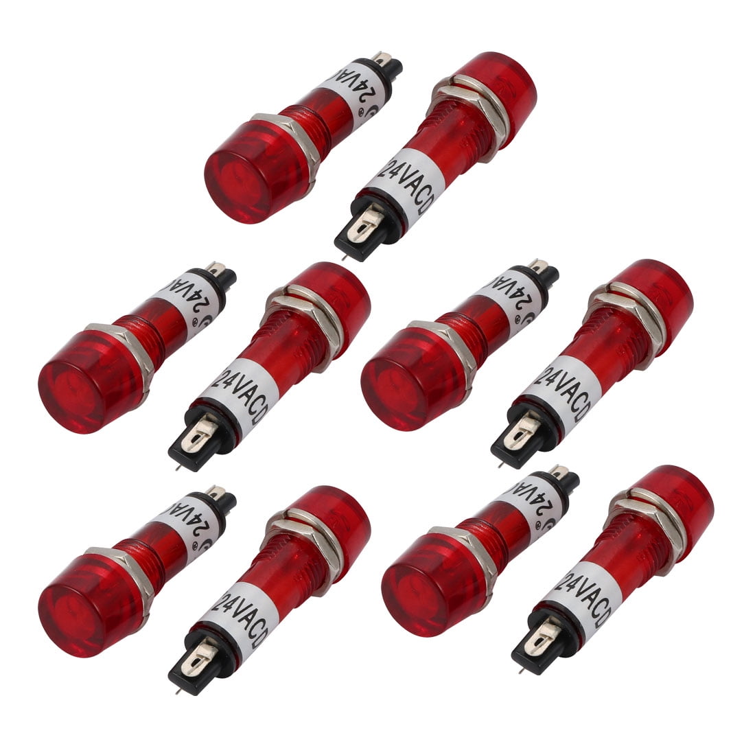 Unique Bargains 10 Pcs /DC 24V 2 Terminals Red Light Signal Threaded ...