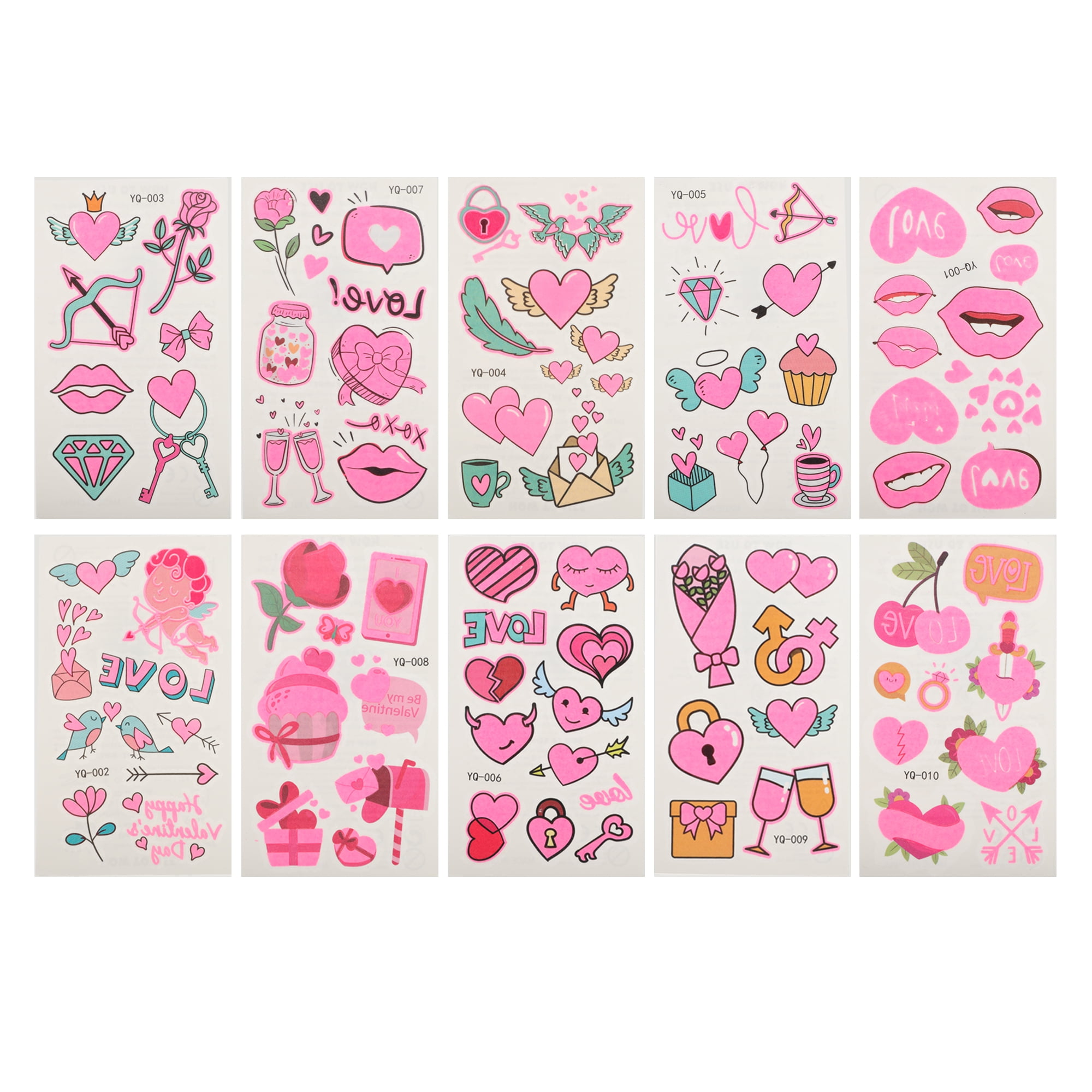 Unique Bargains 10 Pcs Luminous Fake Tattoos Mixed Styles Temporary ...