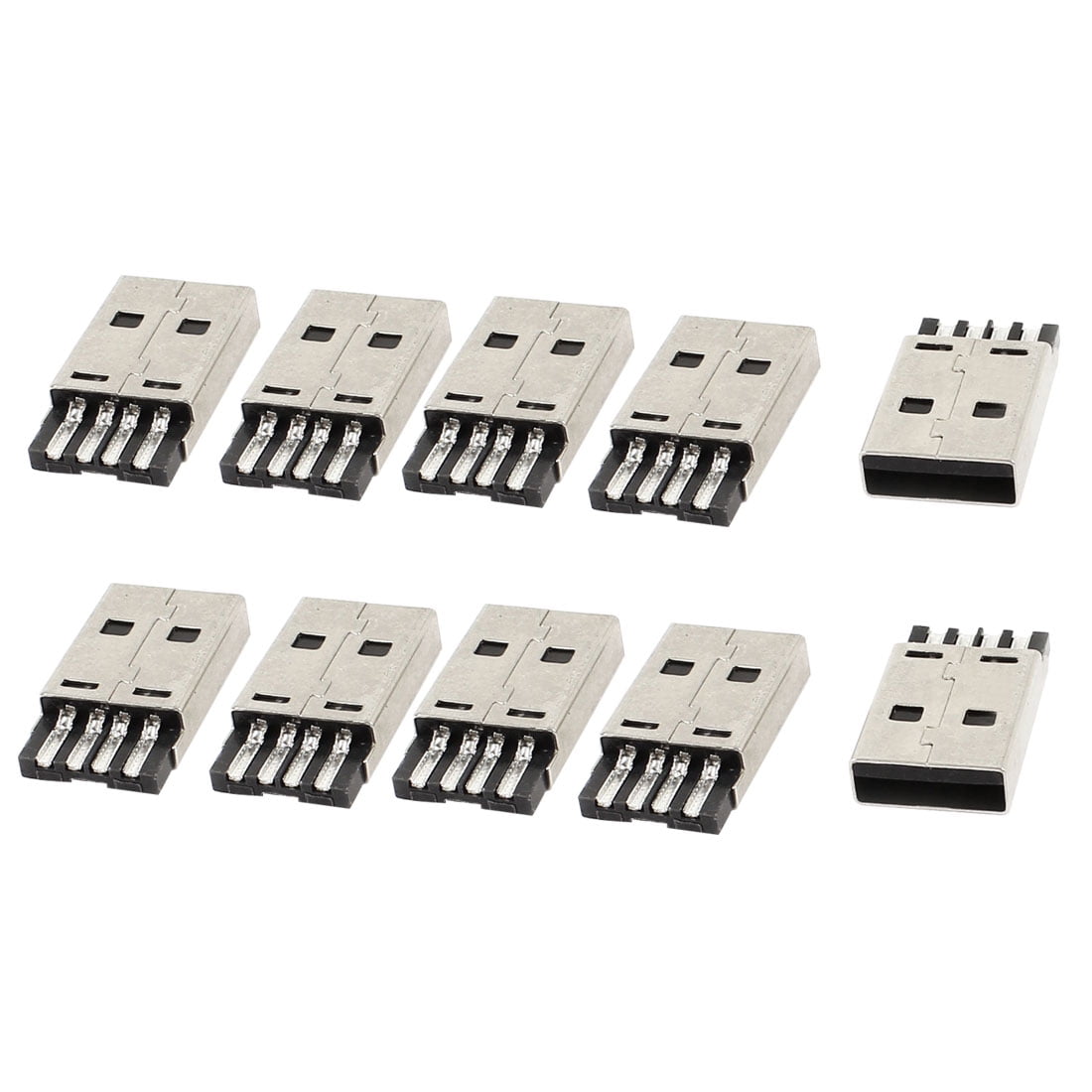 Unique Bargains 10 Pcs USB 2.0 A Type Male Plug Jack Solder Connectors ...