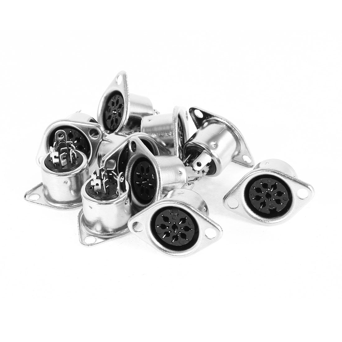 Unique Bargains 10 Pieces Straight 8 Terminals DIN 8Pin Female Jack ...