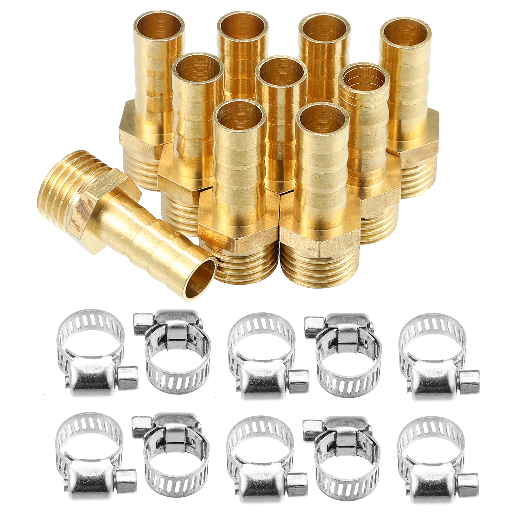 Unique Bargains 10 Set 8mm 1/4" BSP Male Thread Adapter Brass Hose ...
