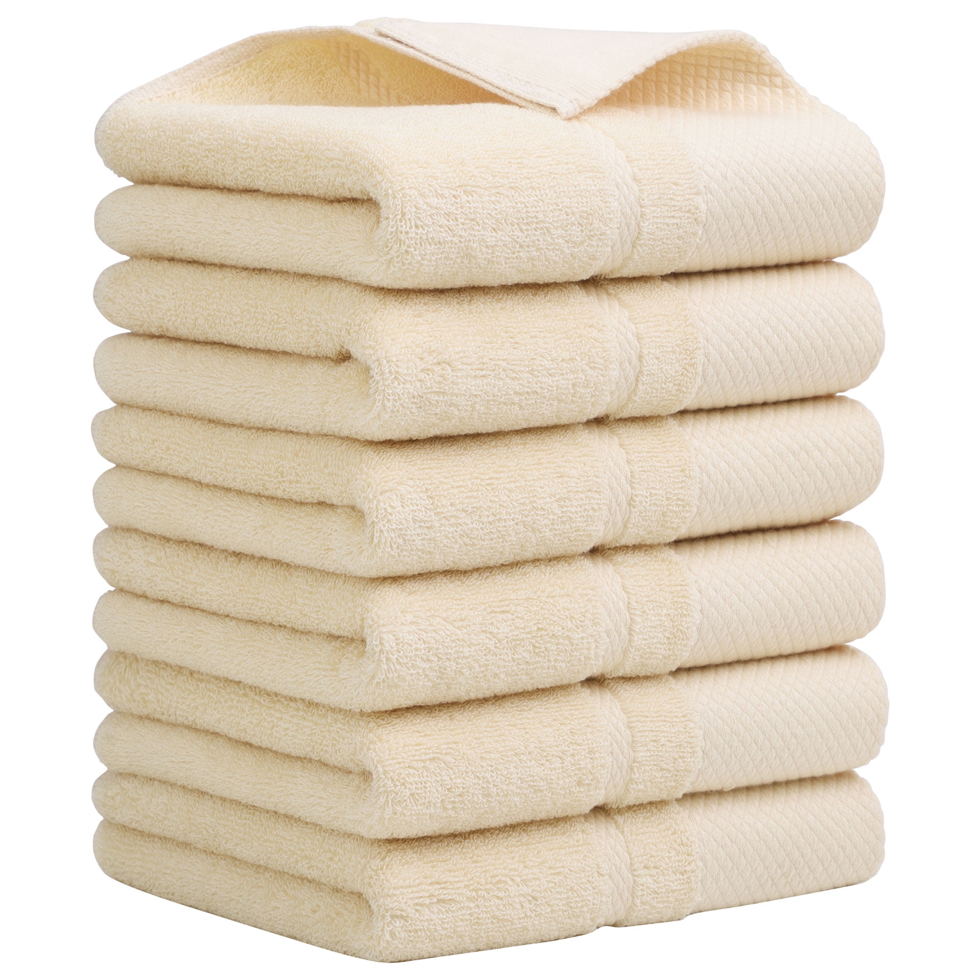 Unique Bargains 100% Cotton Absorbent Hand Towel Set 14"x30" Champagne ...