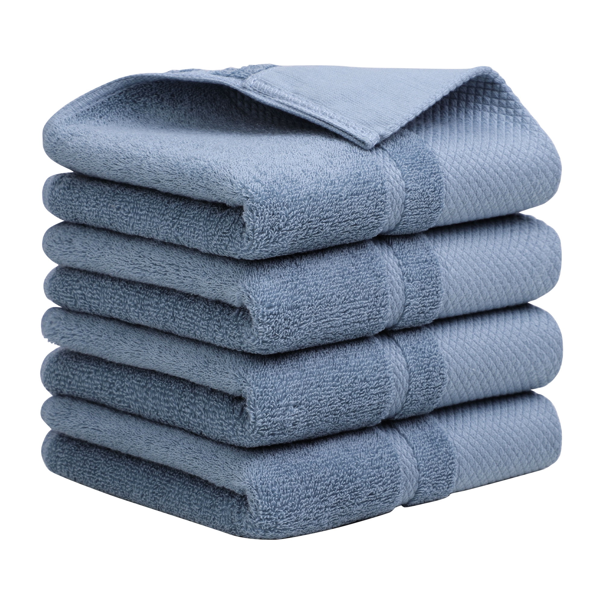 Unique Bargains 100% Cotton Soft Hand Towel Set 14x30 Steel Blue 4 Pcs ...