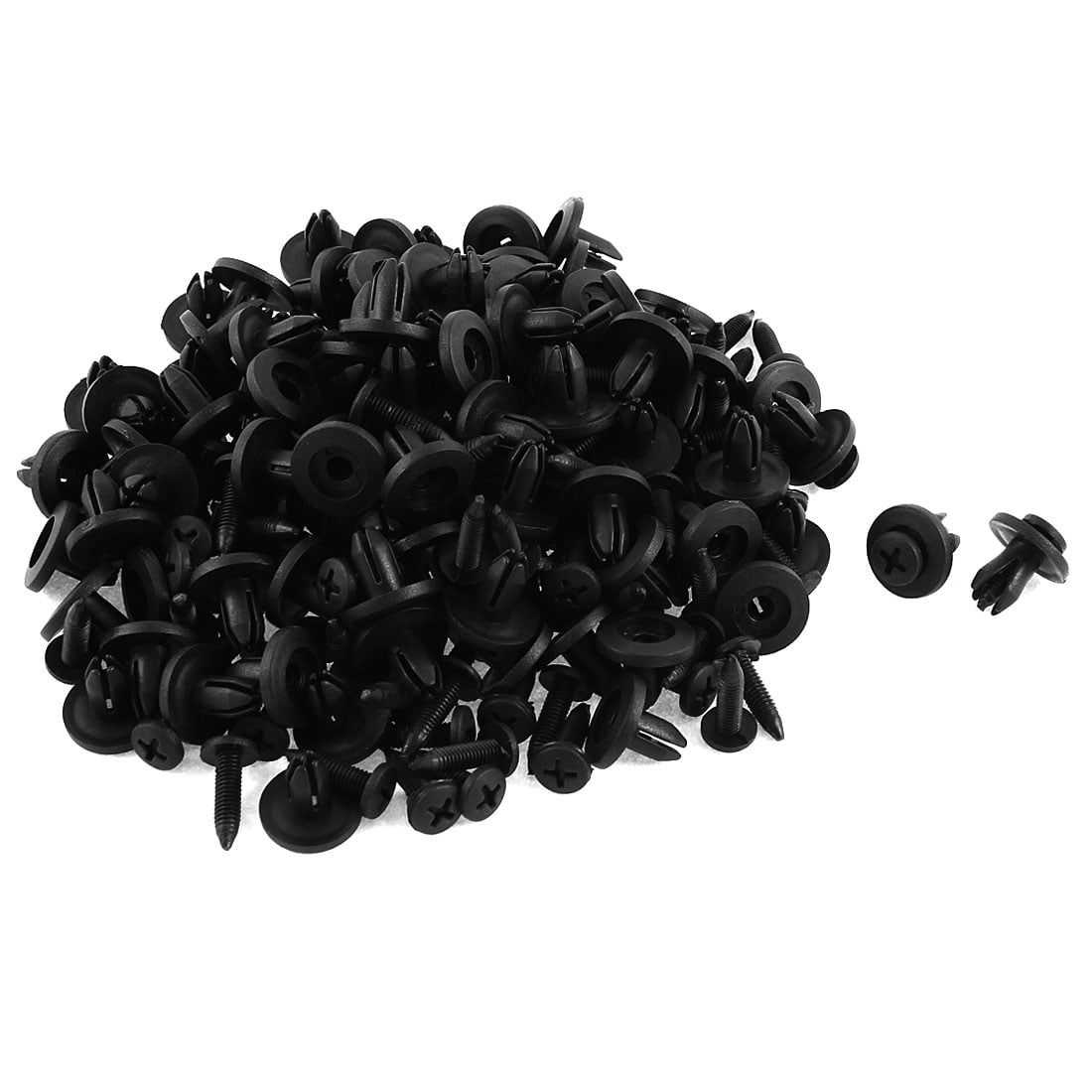 Unique Bargains 100 Pcs Black Plastic Rivet Trim Fastener Clips 7mm x ...