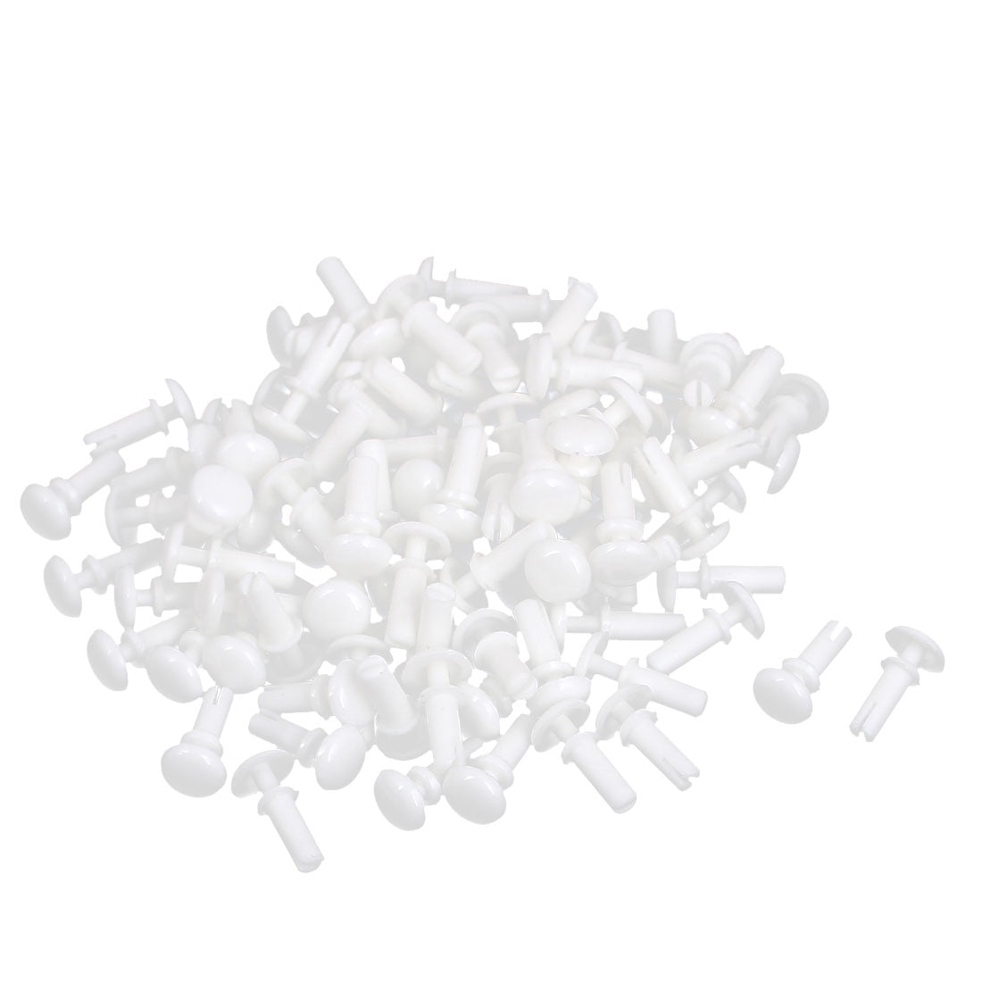 Unique Bargains 100Pcs Nylon Push Clips Rivet Fastener White for 5.0-6 ...
