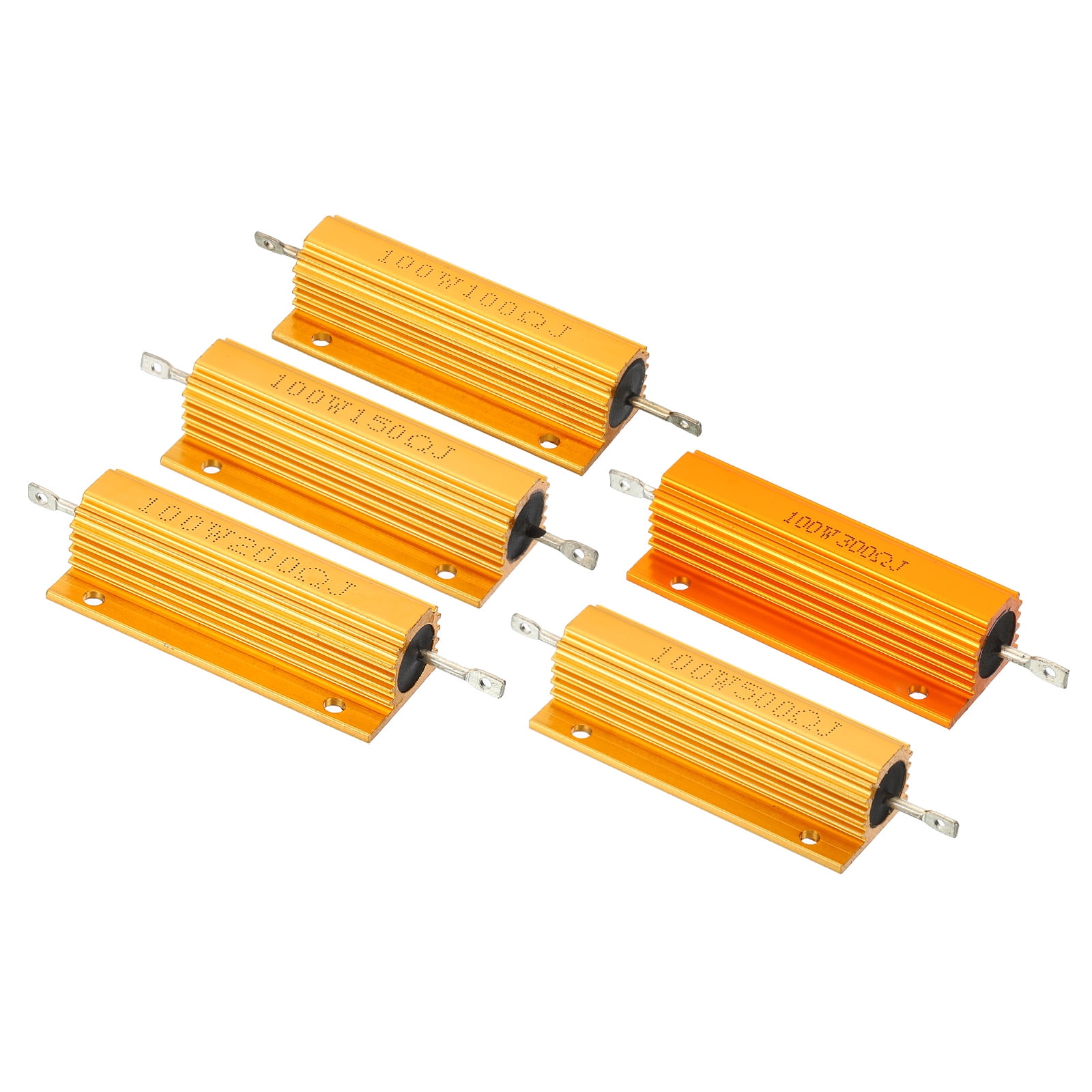 Unique Bargains 100W 100 150 200 300 500 Ohm Aluminum Shell Resistor ...