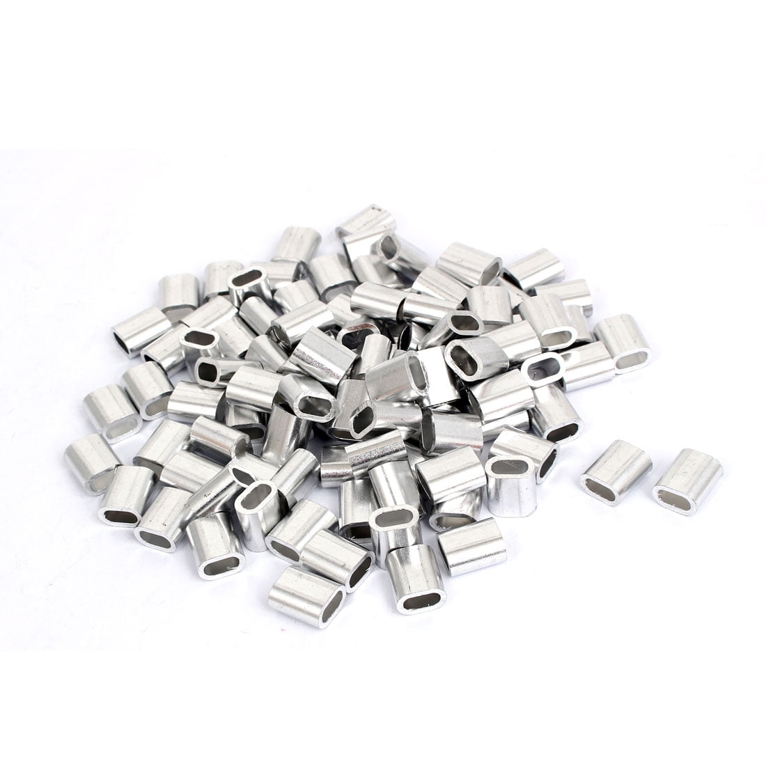 Unique Bargains 100pcs M4 Oval Aluminum Sleeves Clamps for 4mm Wire ...