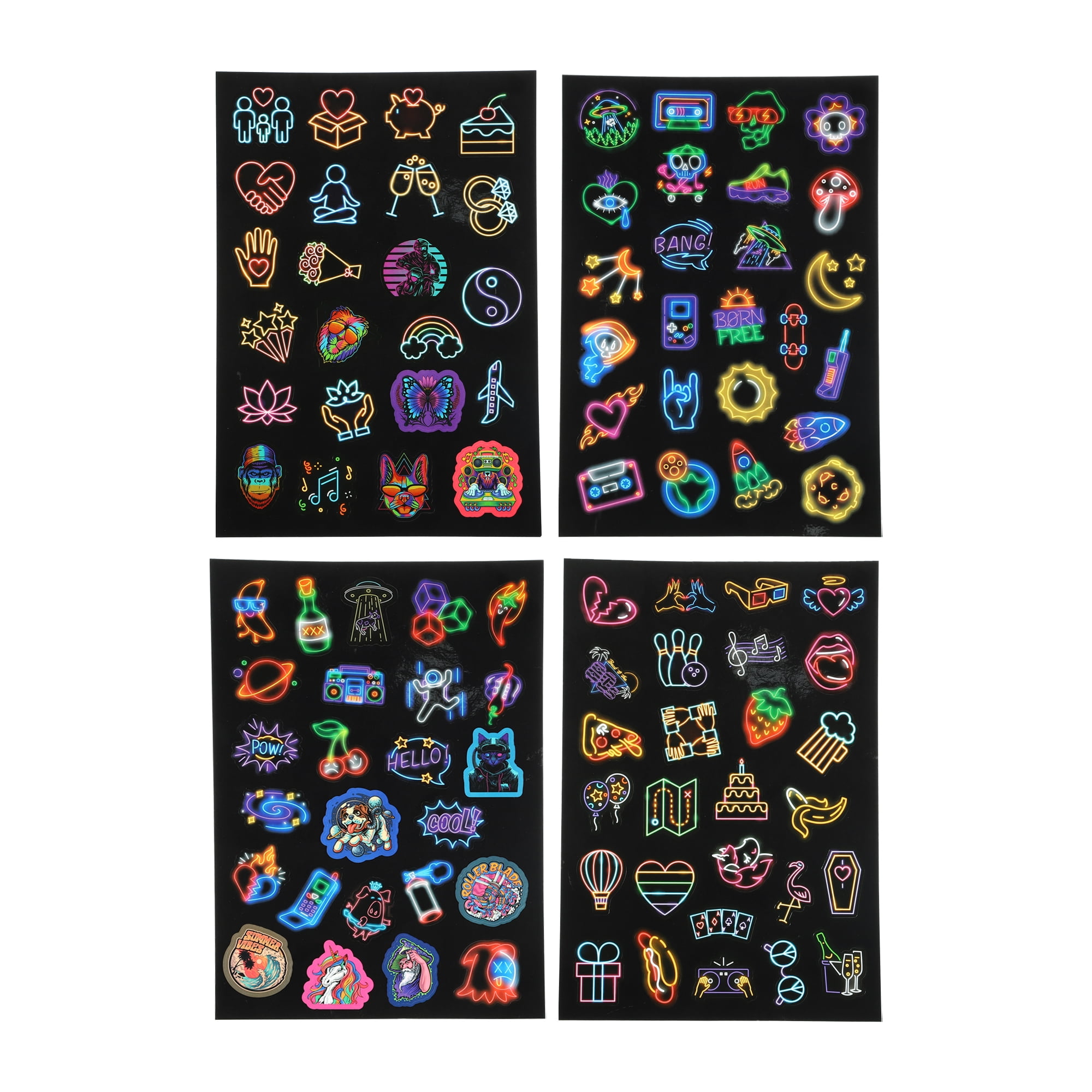Unique Bargains 100pcs Neon Stickers Kit Graffiti Vinyl Stickers Neon ...