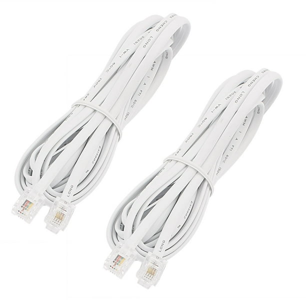 Unique Bargains 10Ft Length 6P4C RJ11 Telephone Extension Fax Modem ...