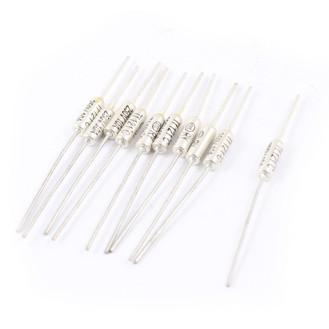 10Pcs Electronic Component Metal 250V 10A 121C TF Thermal Fuse with ...