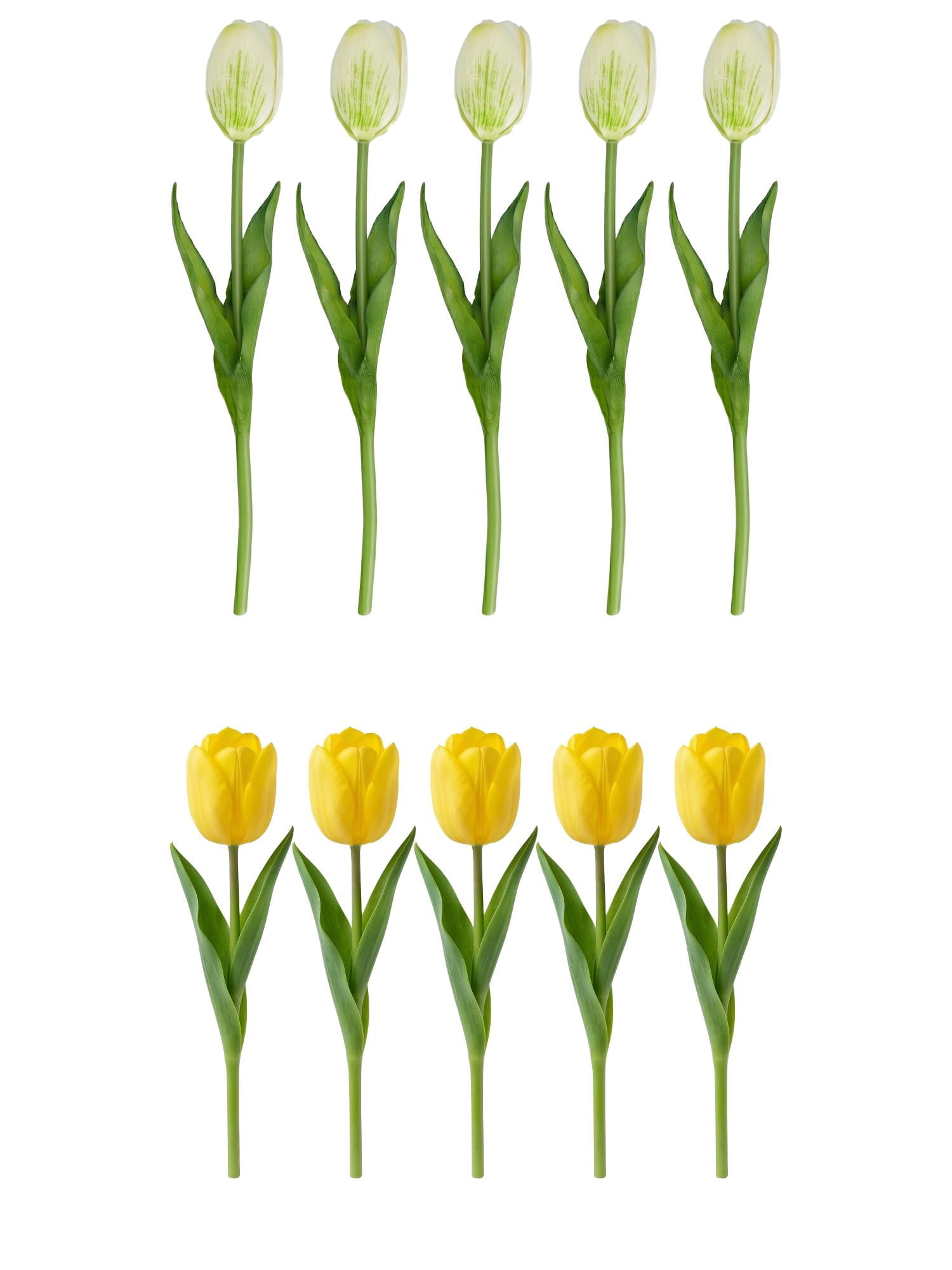 Unique Bargains 10Pcs Artificial Flowers Silk Tulips Mini Bouquet White ...