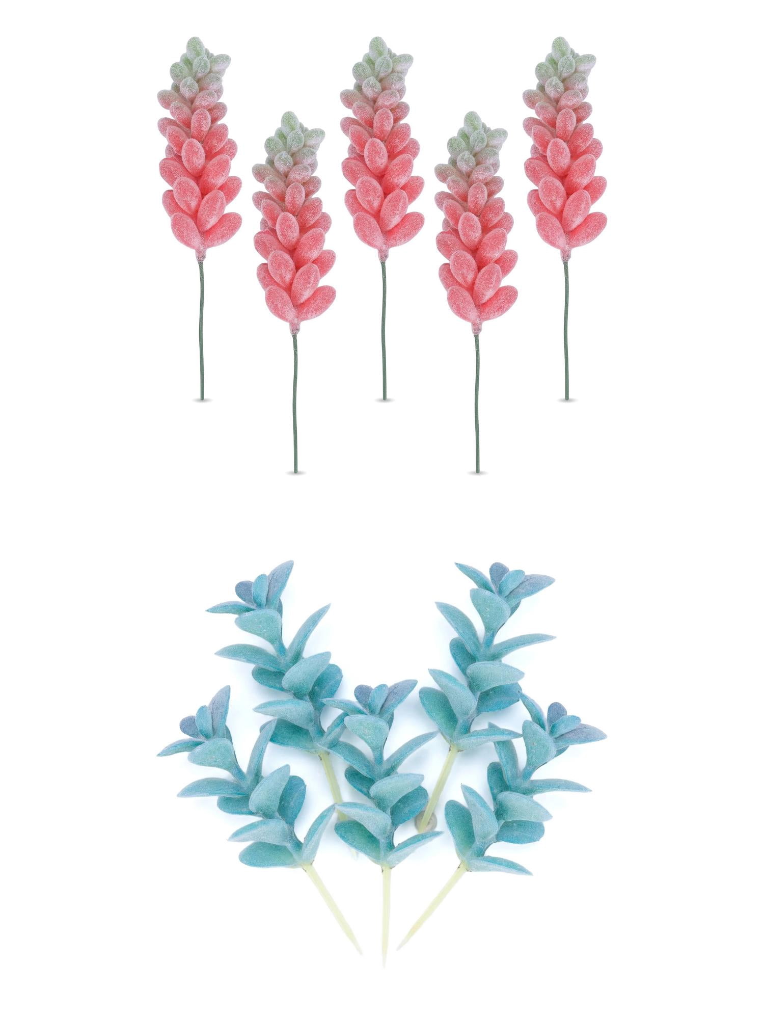 Unique Bargains 10Pcs Artificial Succulents 3.5" Blue Bean Sprouts Pink ...