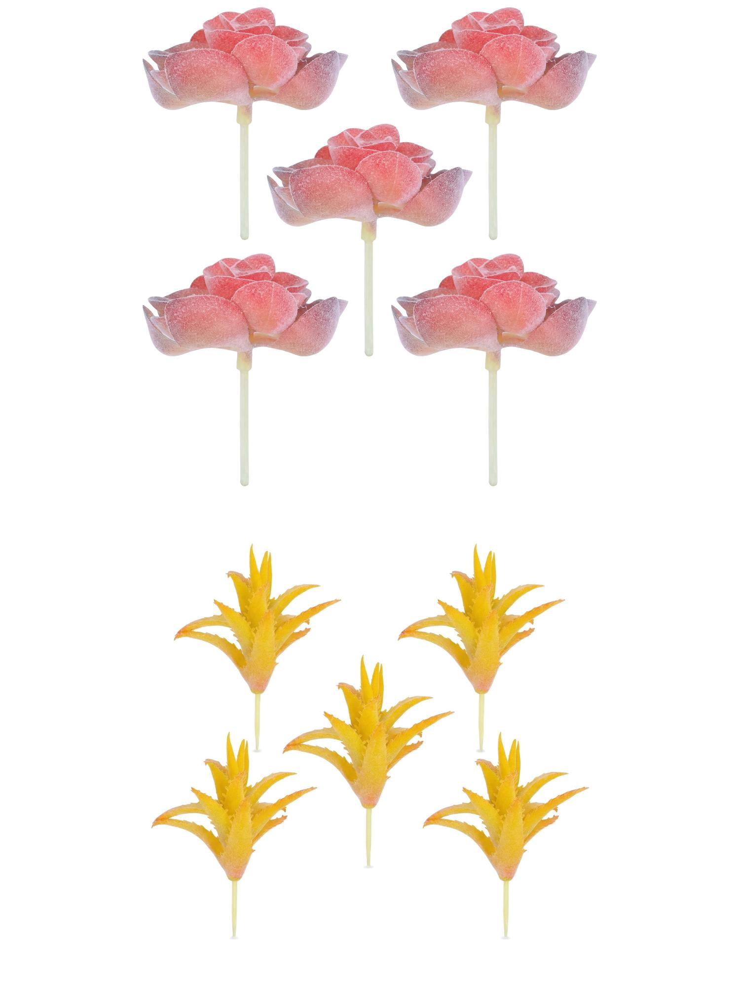 Unique Bargains 10Pcs Artificial Succulents 3.5" Lotus Pink Aloe Plant ...
