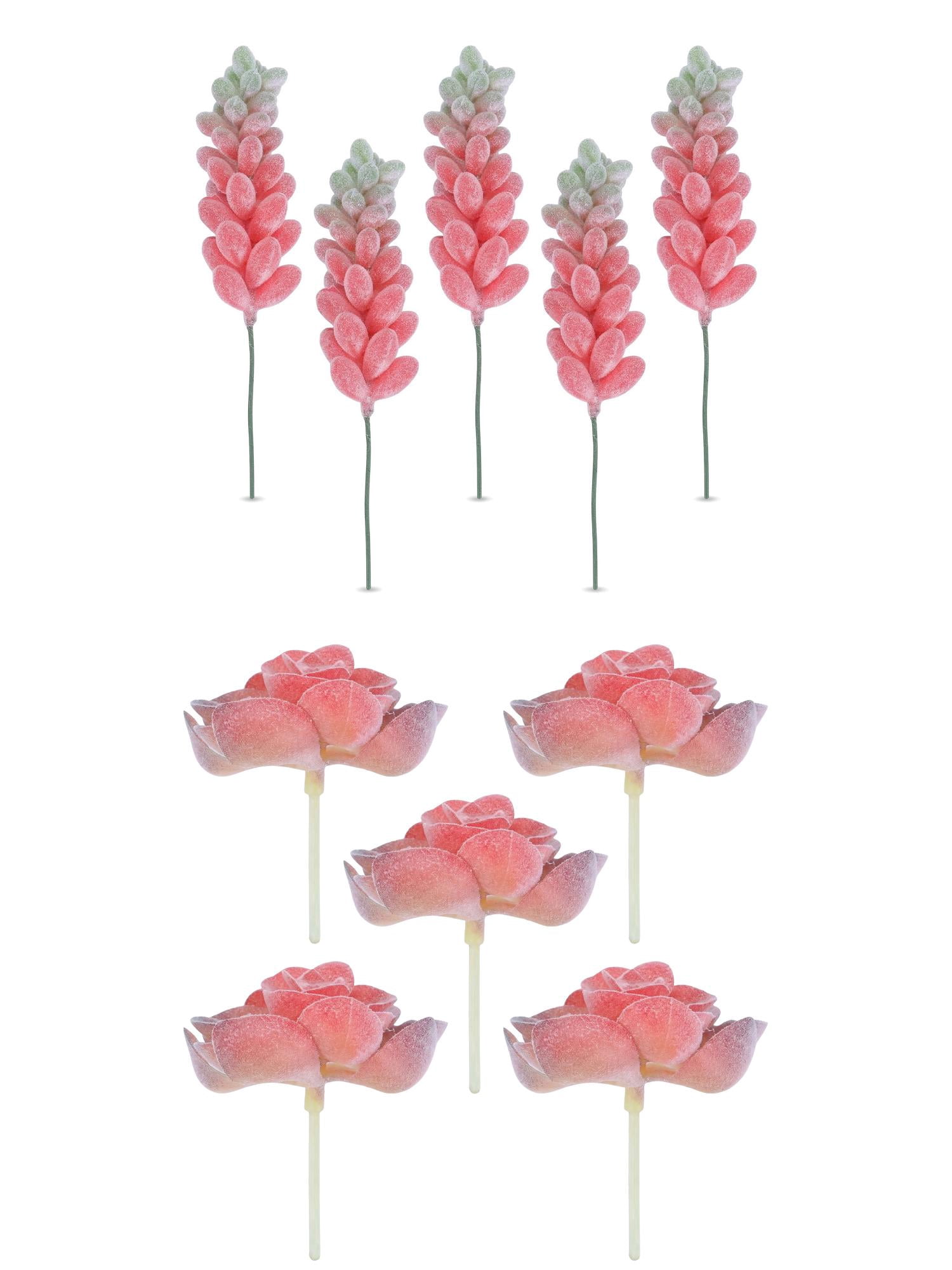 Unique Bargains 10Pcs Artificial Succulents Decor 3.5" Deep Pink Wheat ...