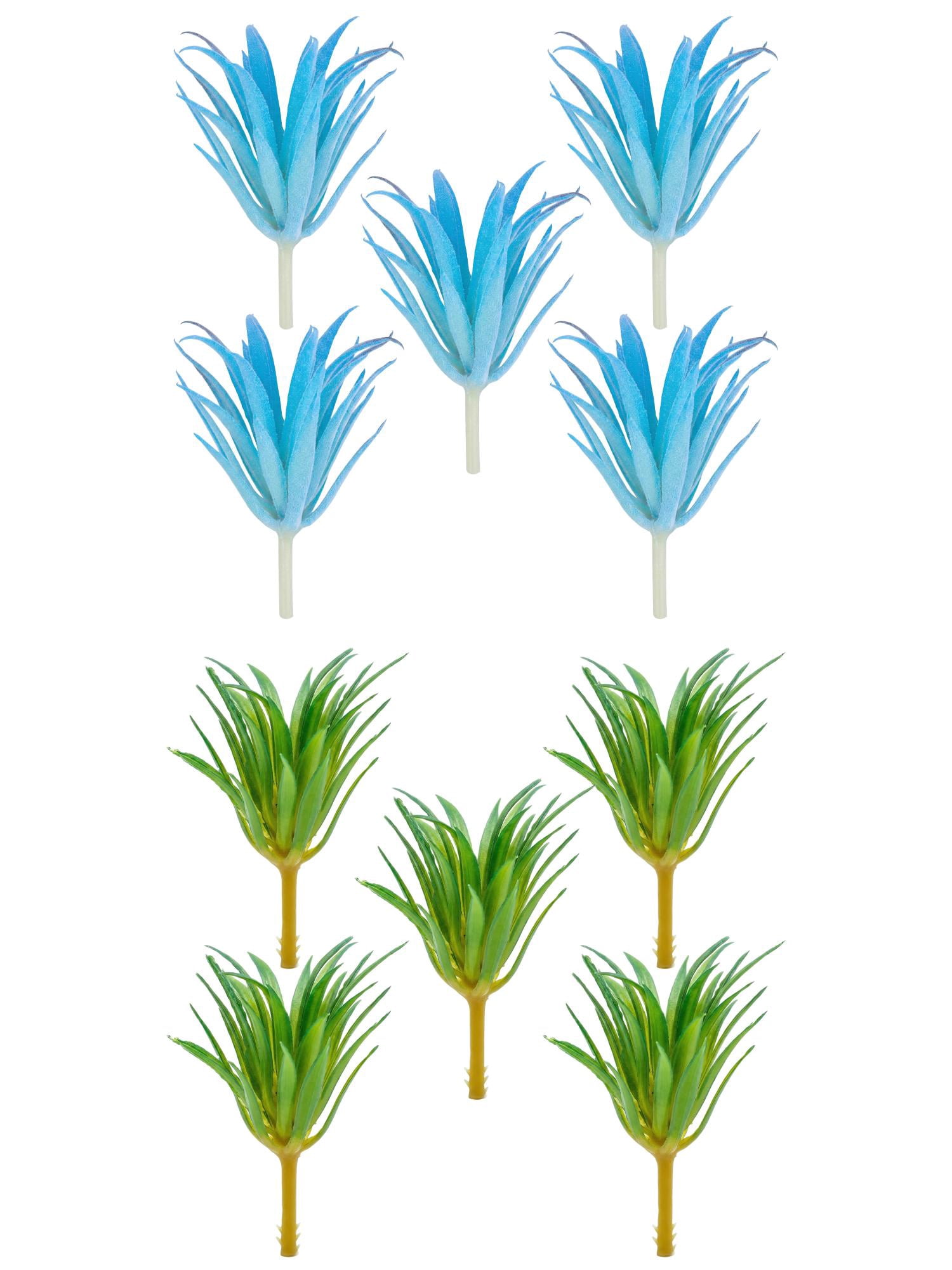 Unique Bargains 10Pcs Flocked Artificial Sword Grass 3.7" Blue Green ...