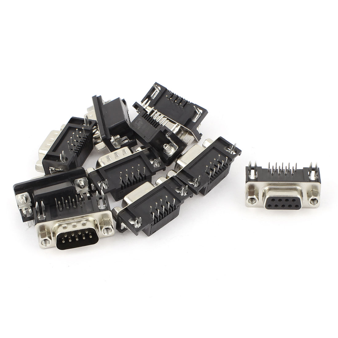 Unique Bargains 10Pcs RS232 Serial DB9 9Pin Male Female Solder ...