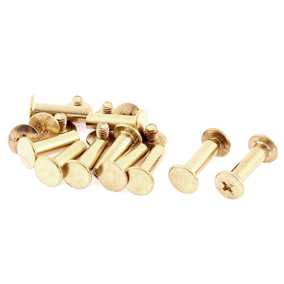 Unique Bargains 10Pcs 5mmx15mm Brass Plated Binding Chicago Screw Post ...
