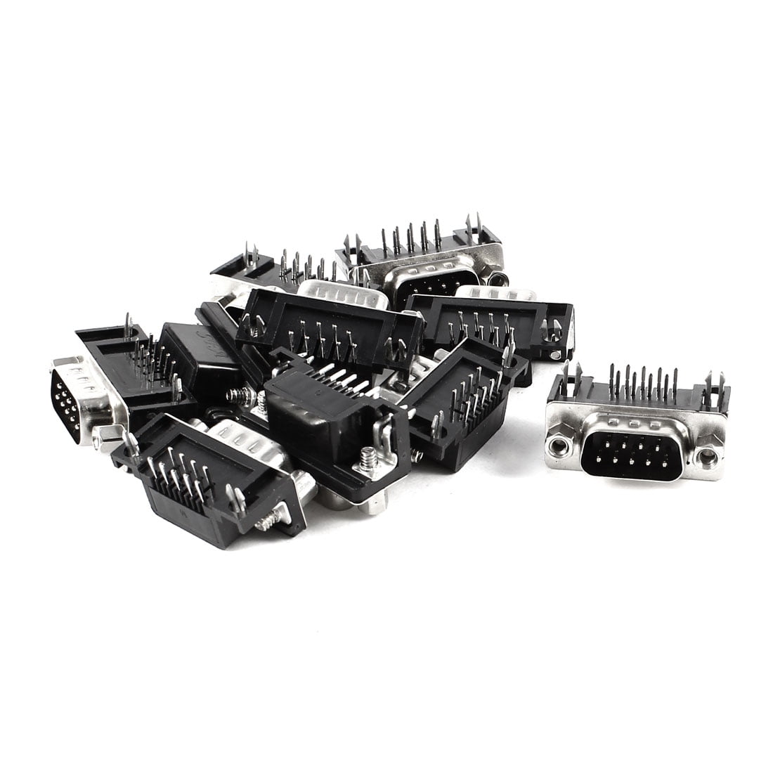 Unique Bargains 10pcs DB9 D-bus 9Pin Male Right Angle PCB Mount Socket ...