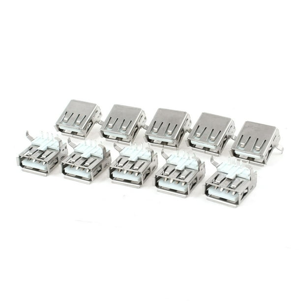 Unique Bargains 10pcs Shielded Right Angle 4-Pin 4P DIP Female USB A ...