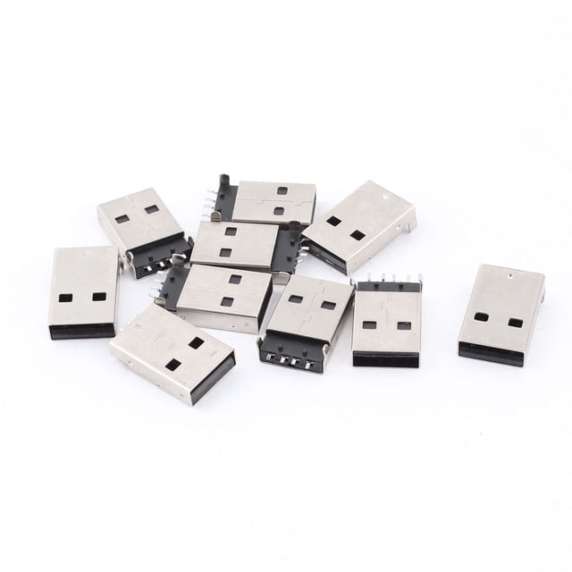 Unique Bargains 10pcs USB2.0 Type A Male 4 Pin Surface Mount Device DIP ...