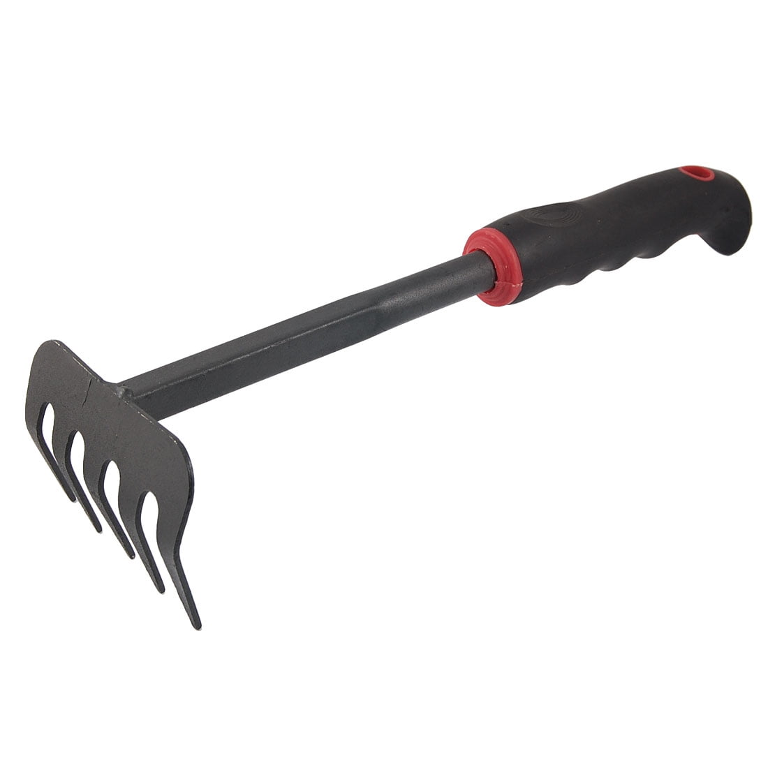 Unique Bargains 12.1" Hand Held Rubber Handle 5 Tines Cultivator Rake ...