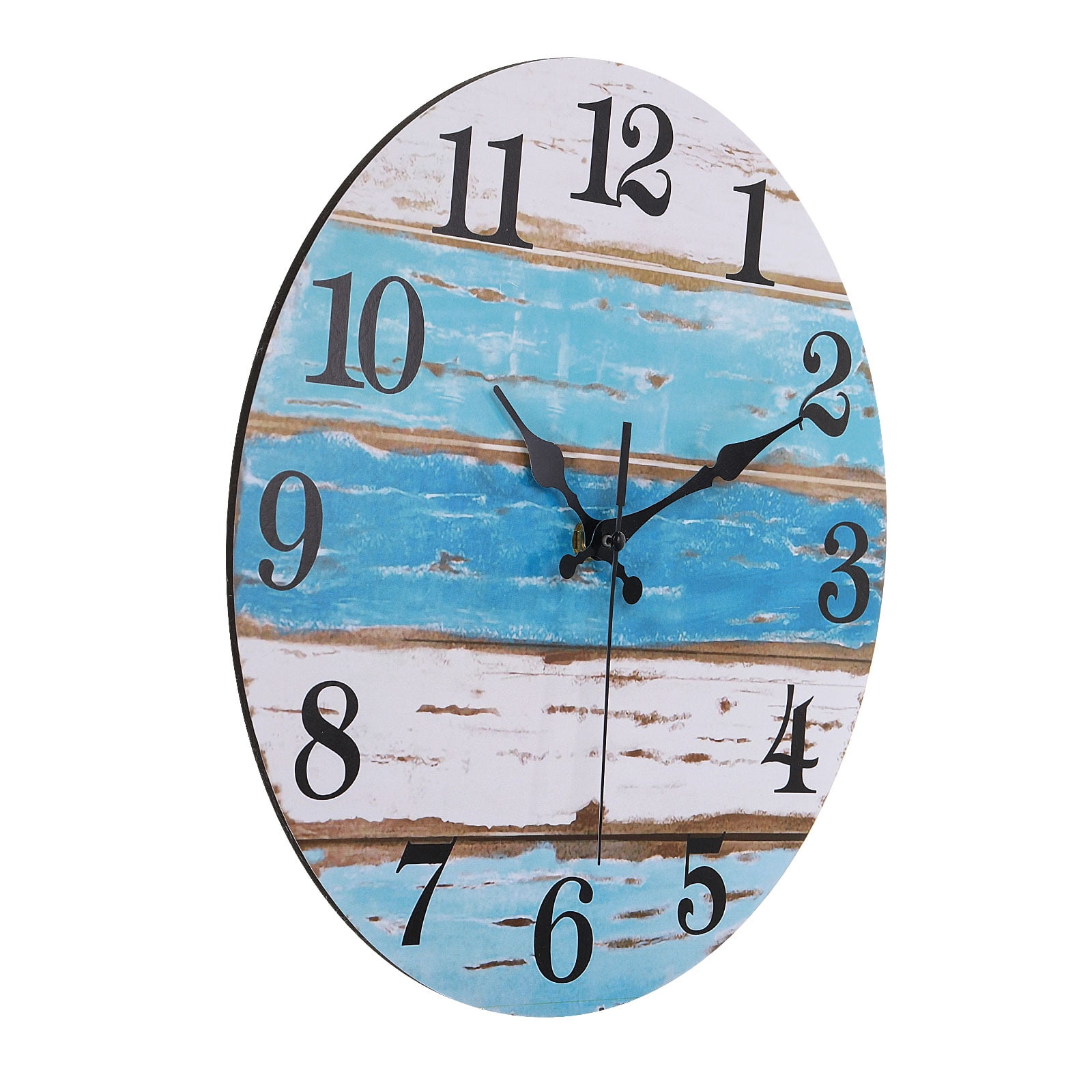 Unique Bargains 12 Inch Wooden Wall Clock, Quartz Battery Operated ...