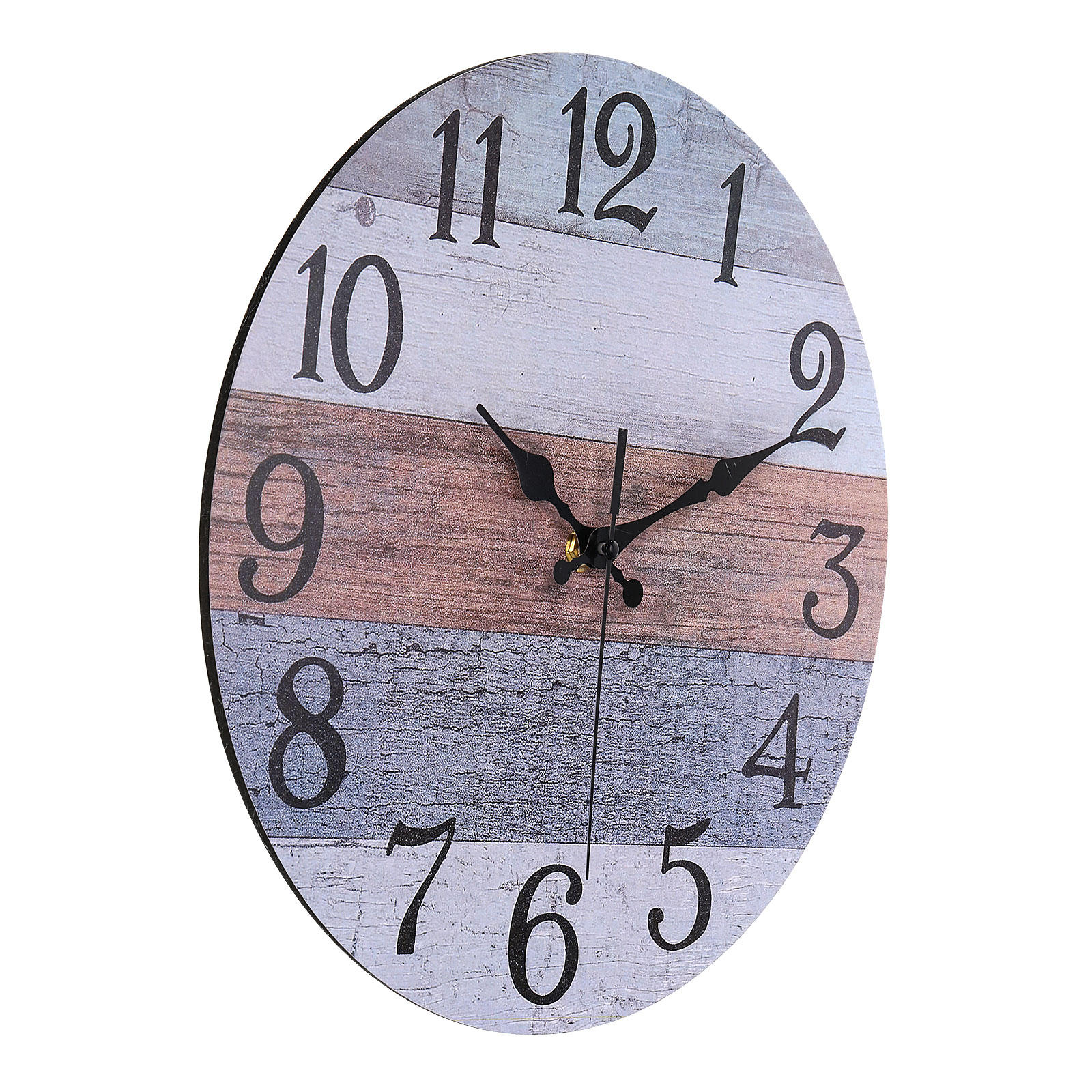 Unique Bargains 12 Inch Wooden Wall Clock, Quartz Battery Operated ...