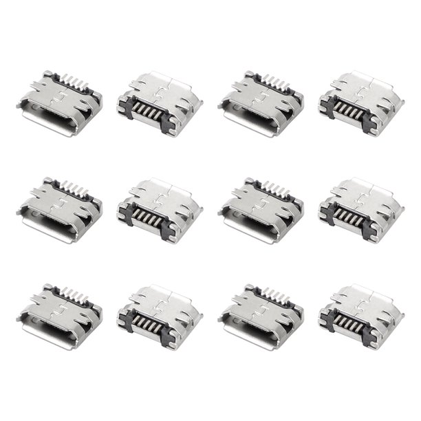 Unique Bargains 12 Pcs Micro USB Type B Female 180 Degree 5-Pin ...