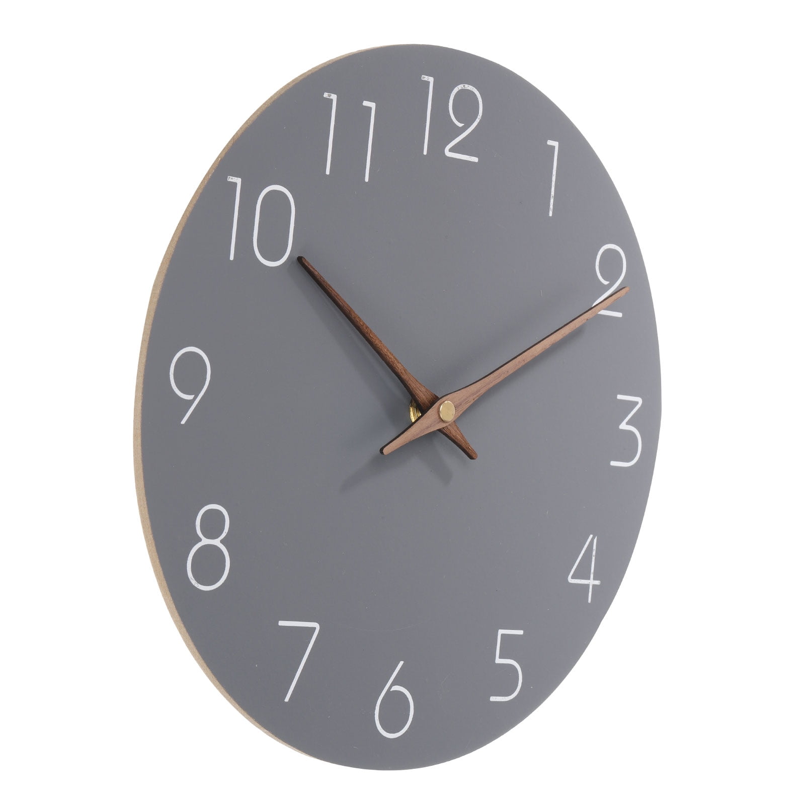 Uxcell 14'' Analog Non-Ticking Wood Wall Clock, Quartz, Modern Style ...