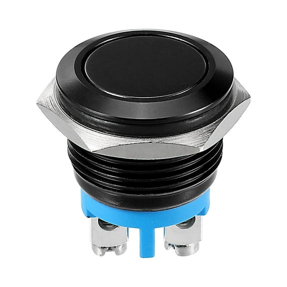 Unique Bargains 16 MM Momentary Push Button Switch Metal Round Start Button SPST 1NO AC 250V ...