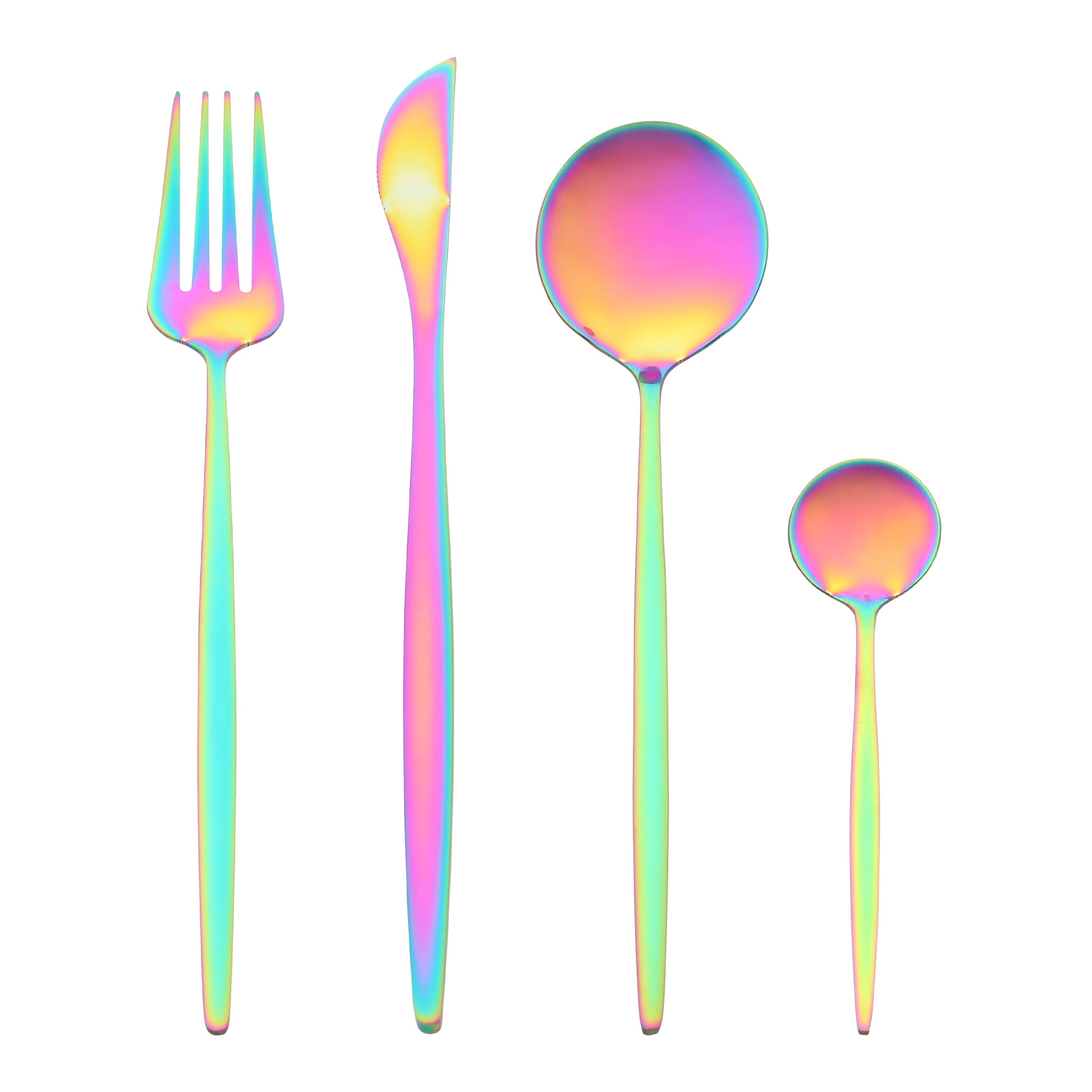 Unique Bargains 16 Pcs Silverware Set Stainless Steel Flatware Sets ...