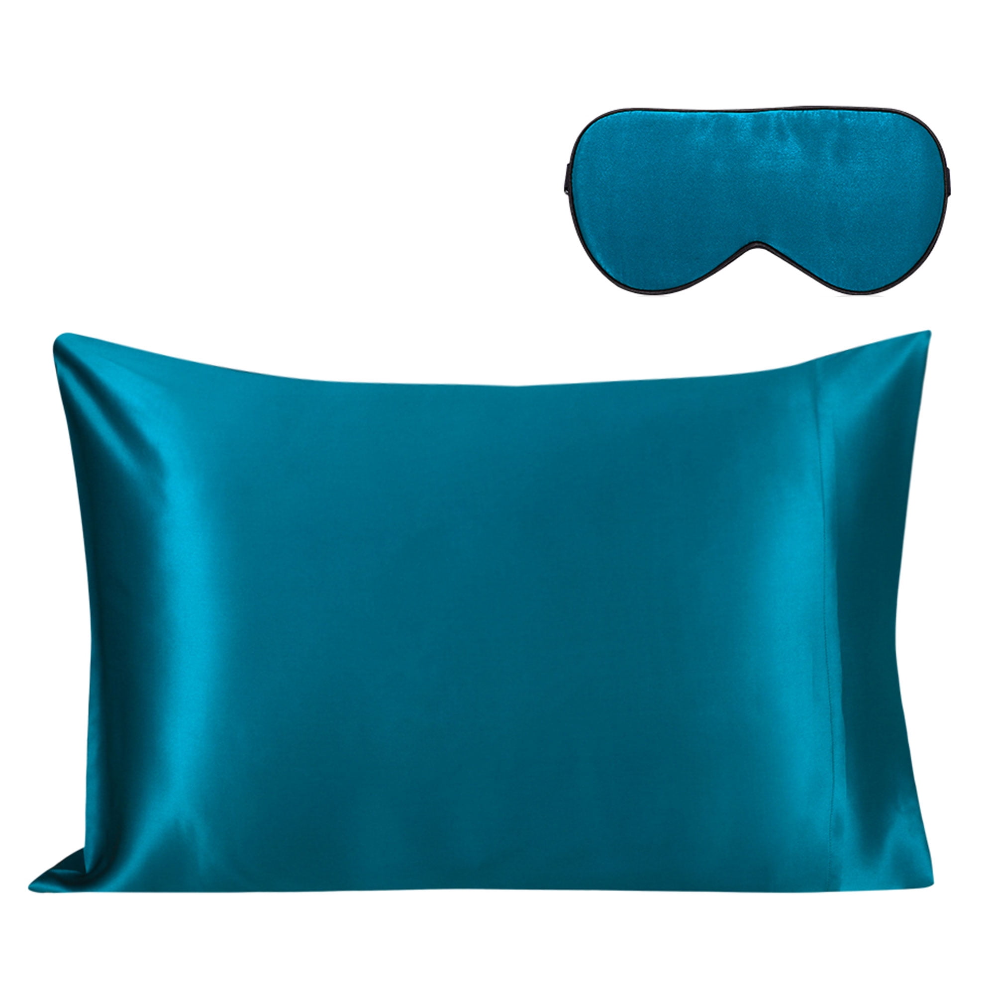Unique Bargains 19 Momme Silk Pillowcase Eye Cover Set, King, Peacock ...