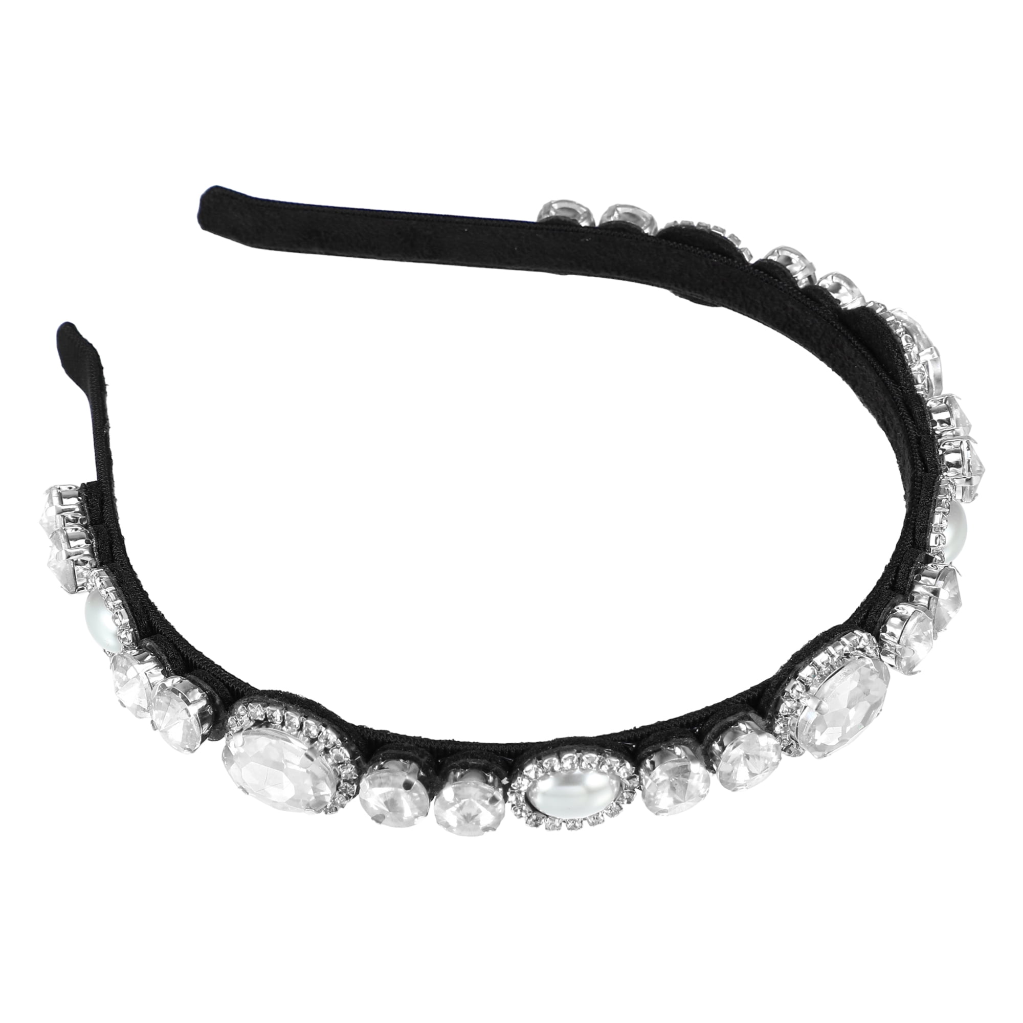 Unique Bargains 1Pc Bling Rhinestone Headband White Rhinestone Flannel ...