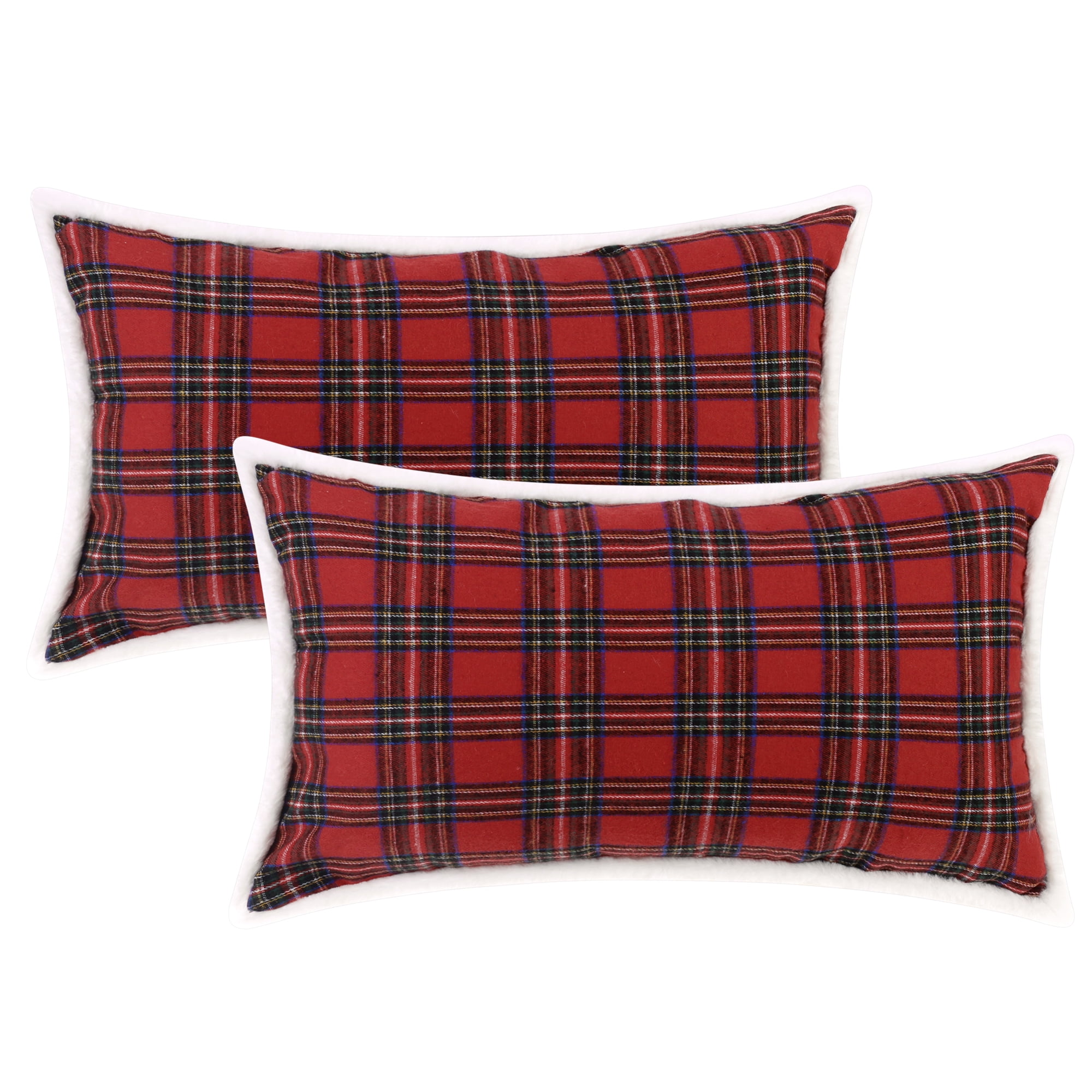 Unique Bargains 2 Pack Plaid Pillow Covers Double-Sided Checked ...