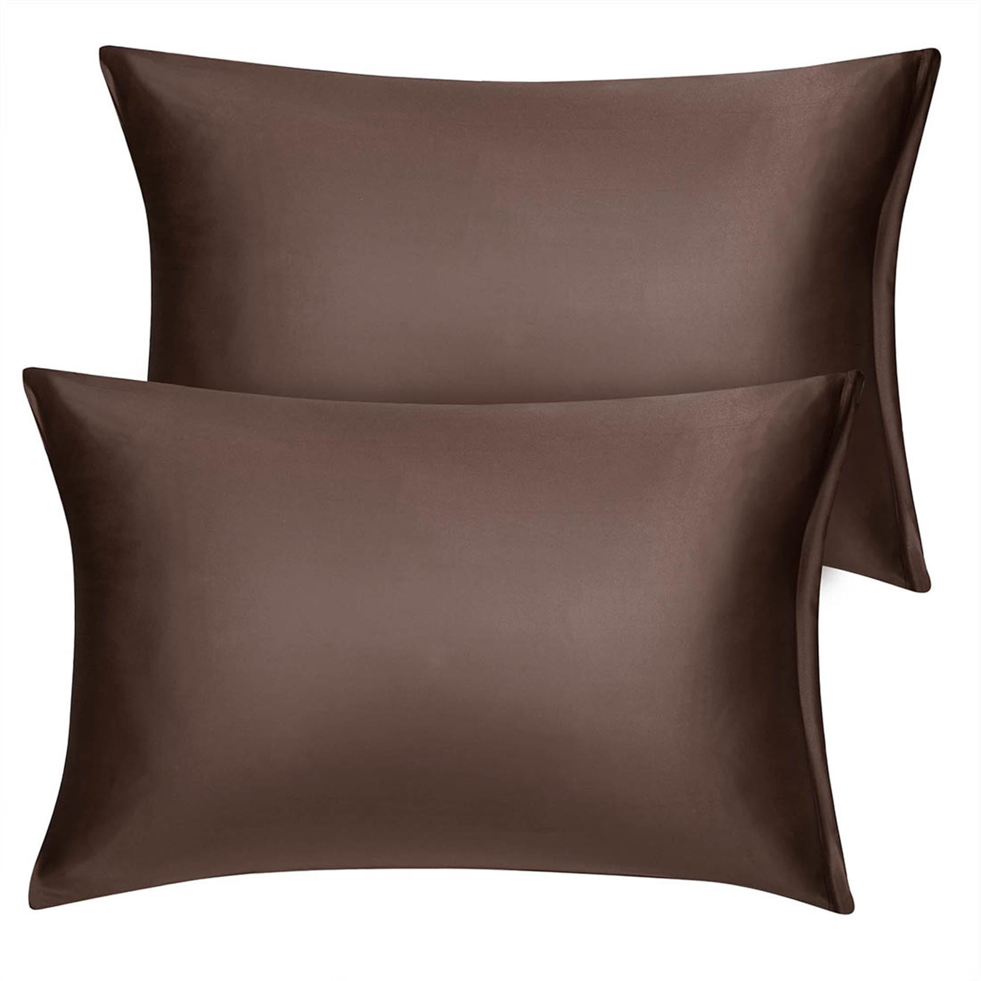 Unique Bargains 2 Pack Silky Satin Pillowcases, Brown, Standard 21"x27 ...