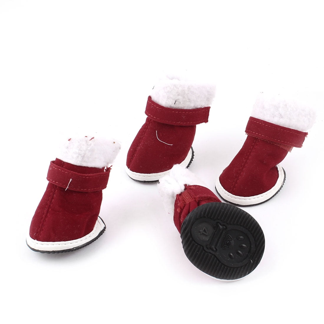 Unique Bargains 2 Pairs Walking Nonslip Sole White Rim Red Pet Dog ...