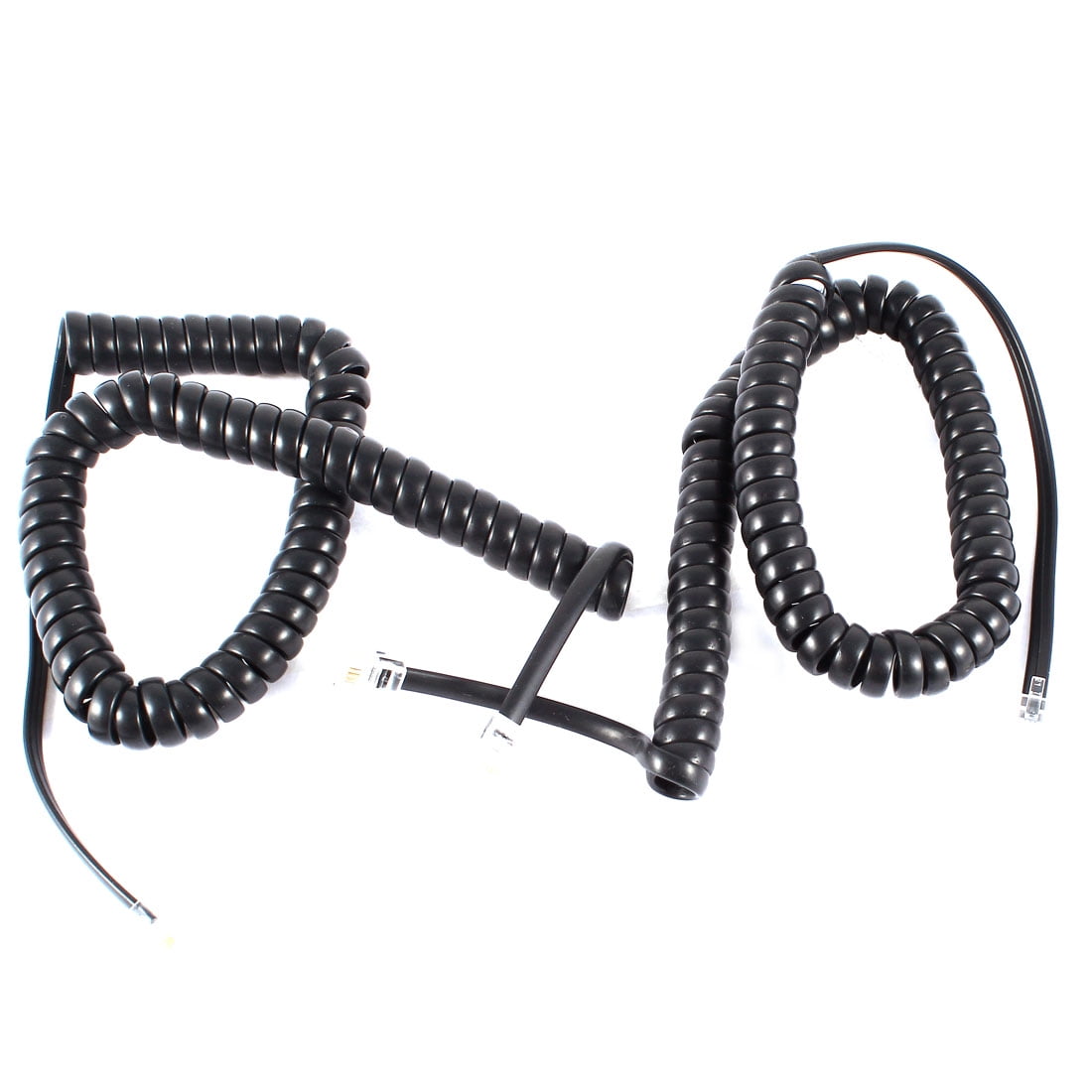 Unique Bargains 2 Pcs 3 Meters RJ9 4P4C Plug Coiled Stretchy Telephone ...