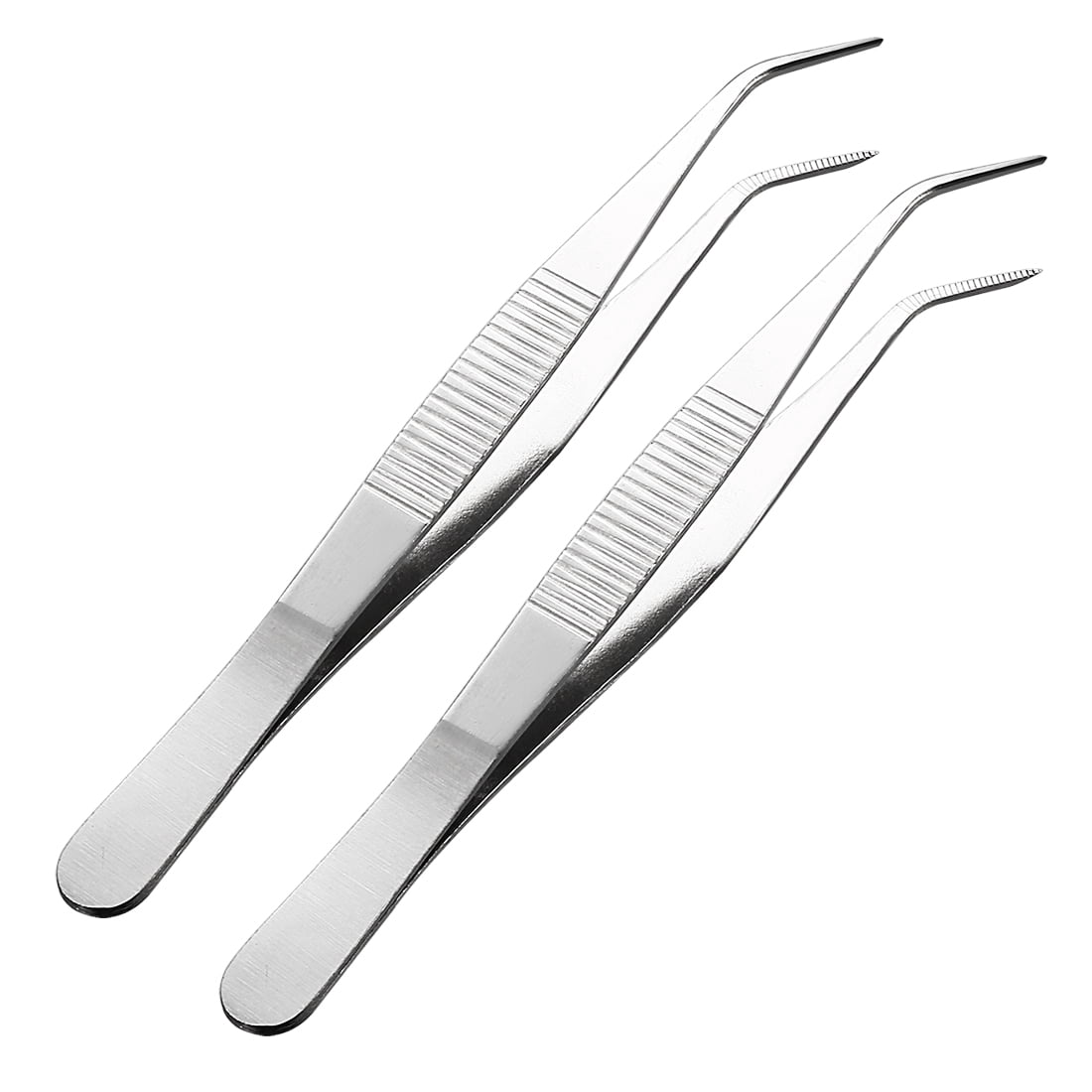 Unique Bargains 2 Pcs 5.5-Inch Stainless Steel Tweezers with Curved ...